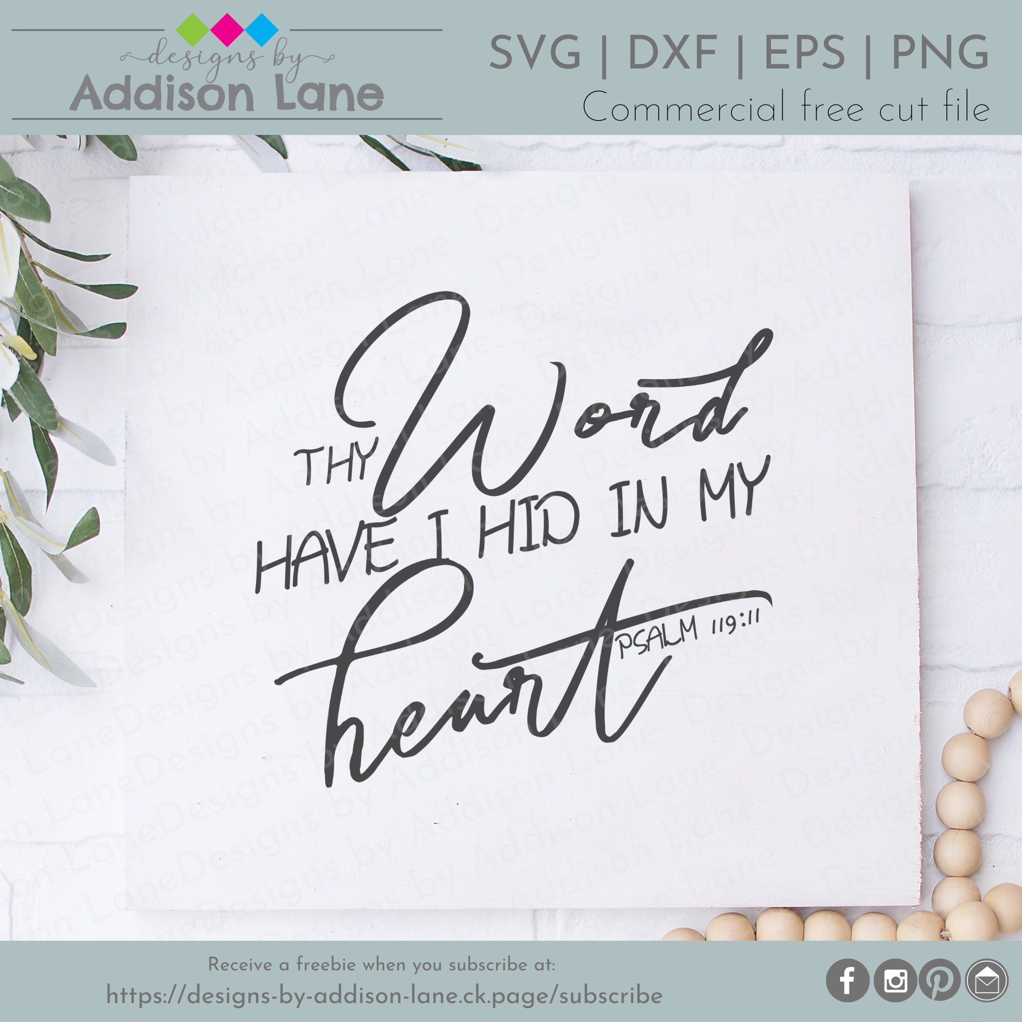 Thy Word Have I Hid in My Heart SVG - Psalm 119:11 SVG - Religious SVG ...