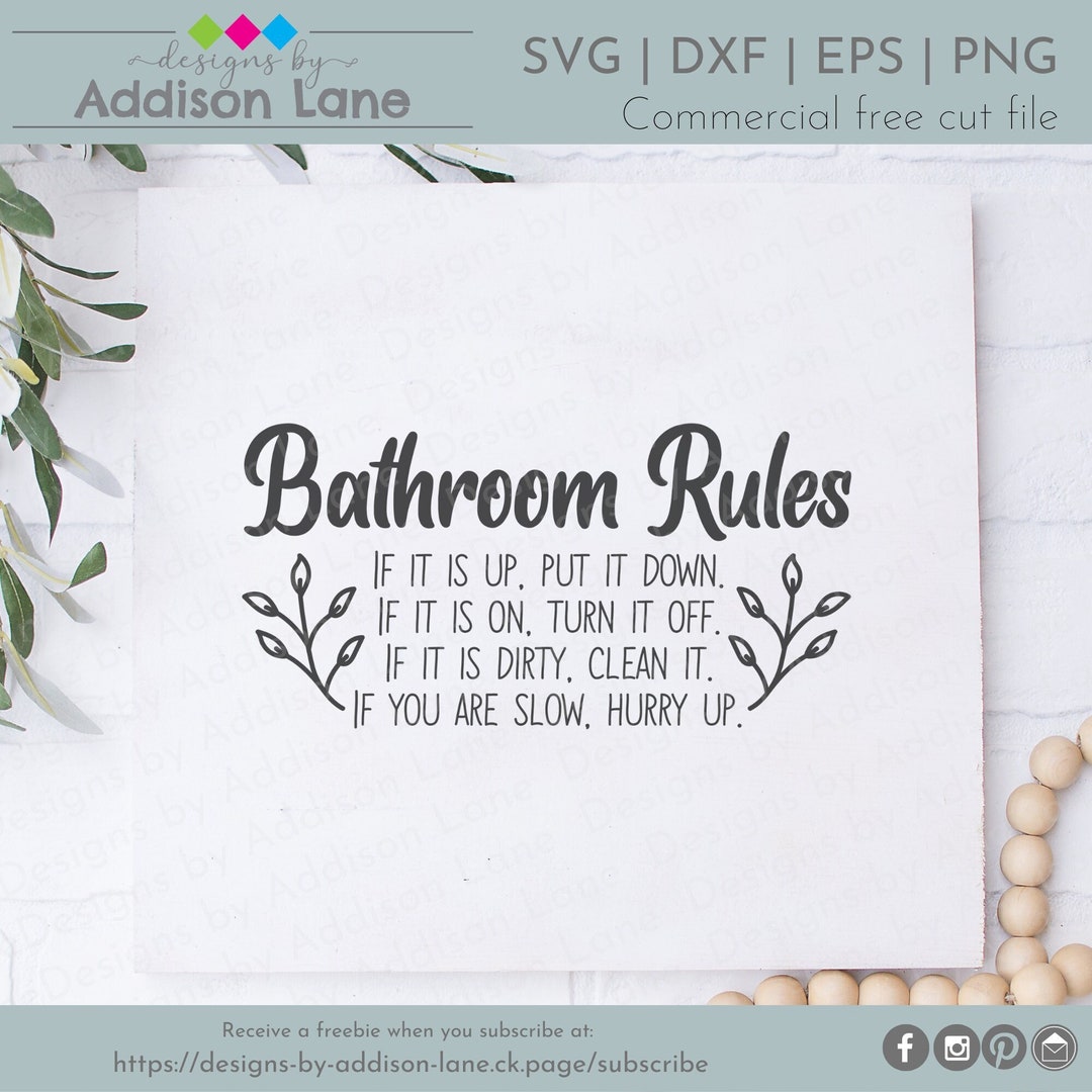 Funny Bathroom Rules SVG: Farmhouse Decor (digital Download) - Etsy