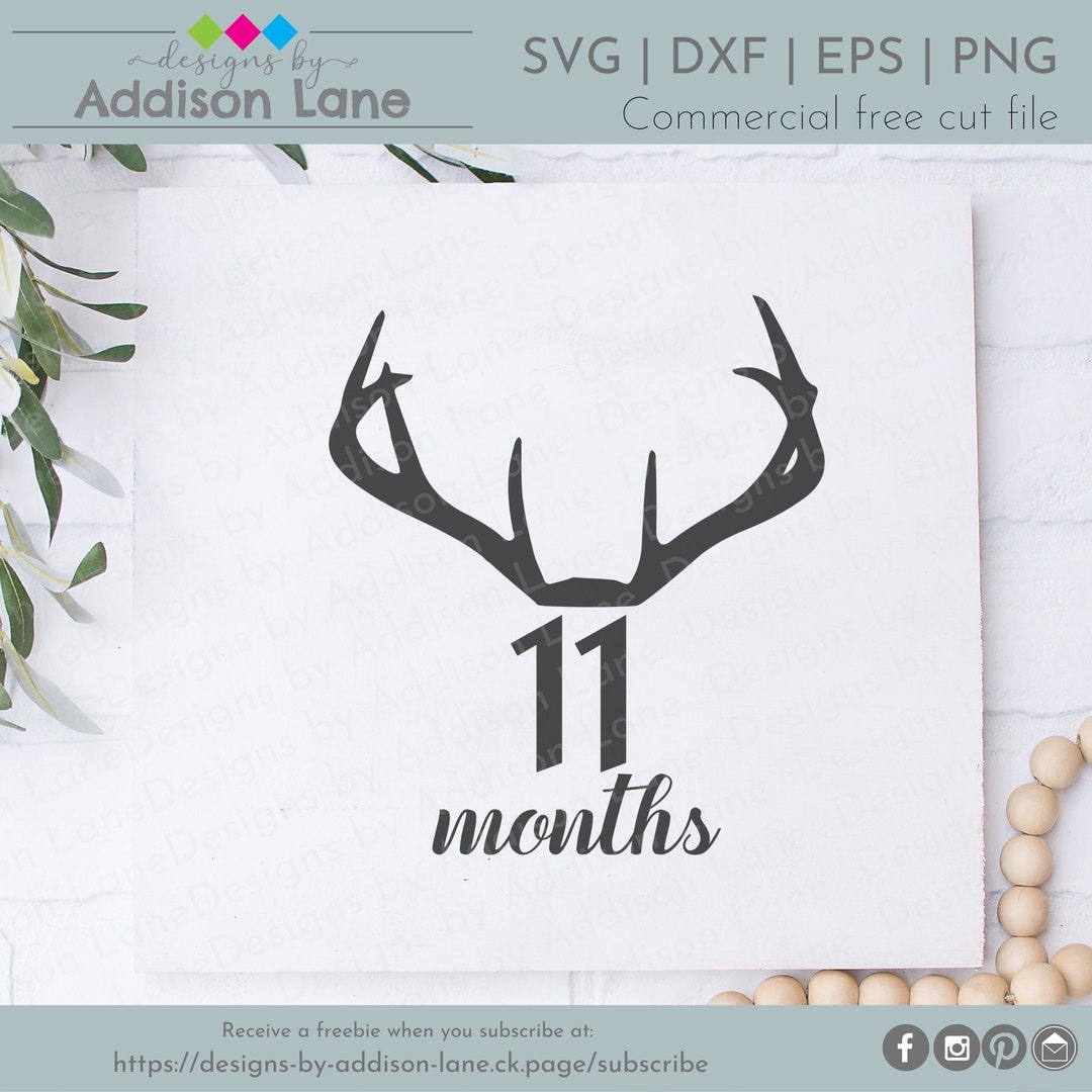 Baby Eleven Month Milestone SVG - Milestone Marker SVG - Deer Antlers ...