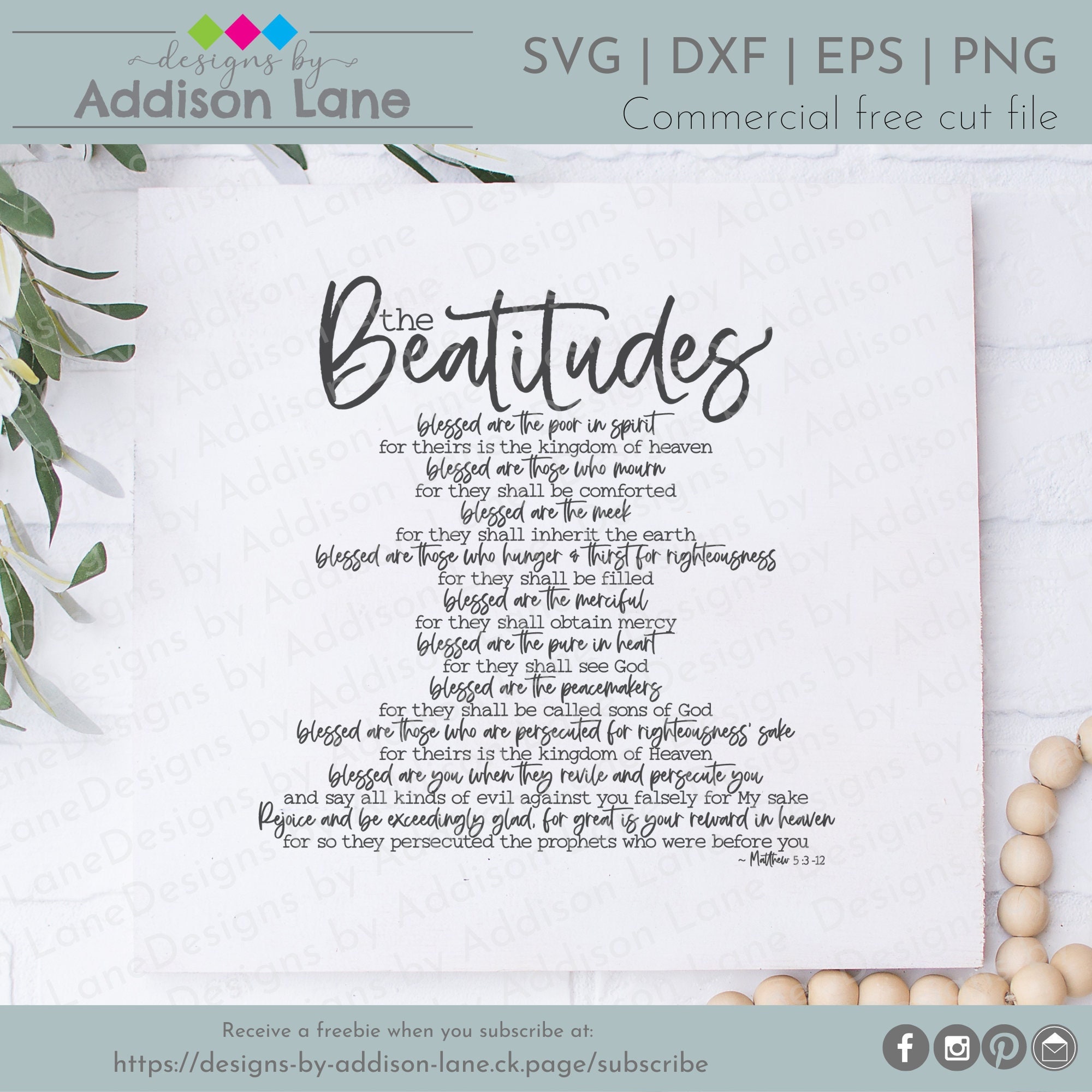 Beatitudes SVG - the Beatitudes SVG - Matthew 5:3-12 SVG - Christian ...