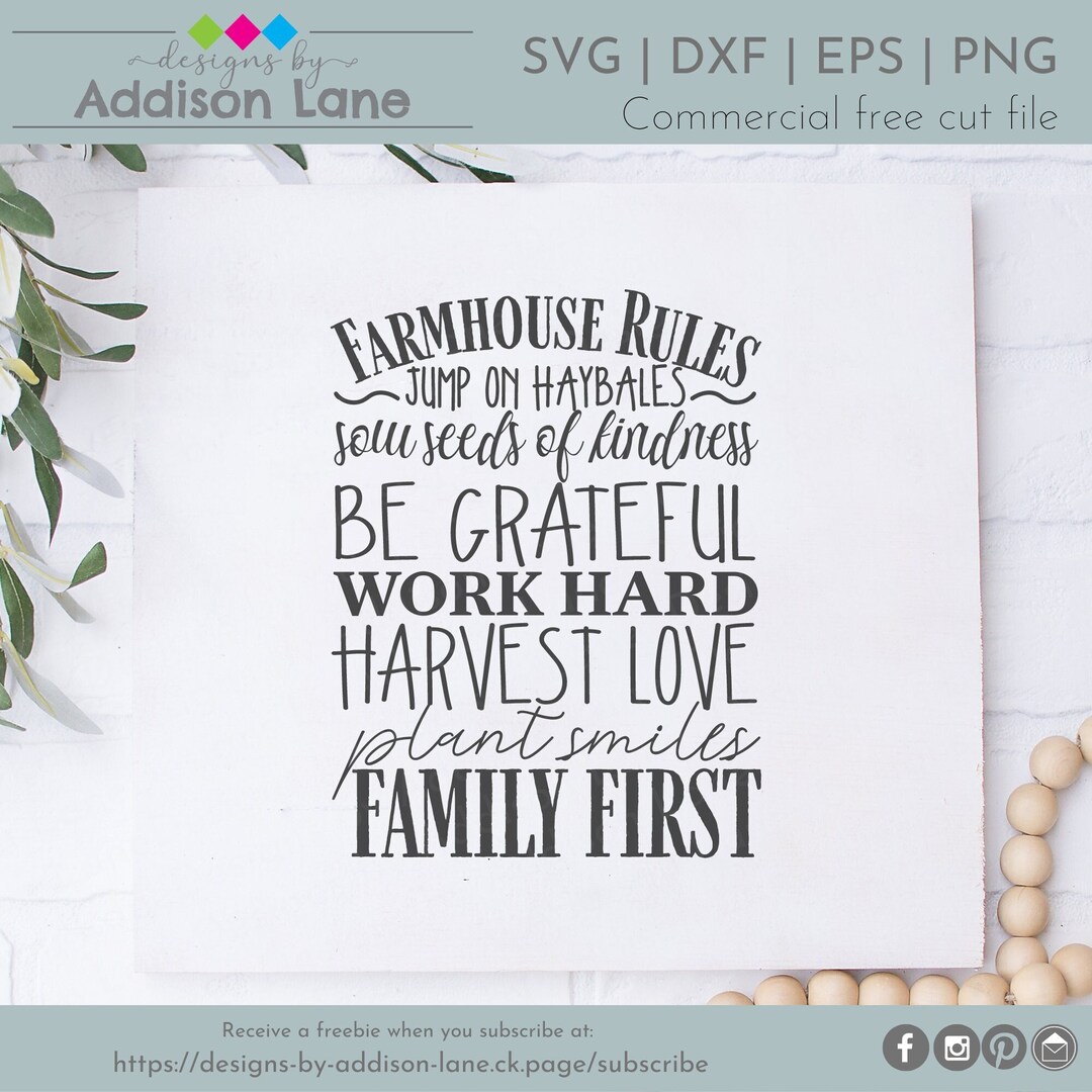 Farmhouse Rules SVG - Family Quote SVG - Family Sign Svg - Family Svg ...