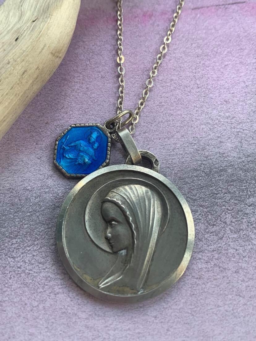 Antique French Sterling Silver Religious Medal Bleu Enamel St - Etsy UK