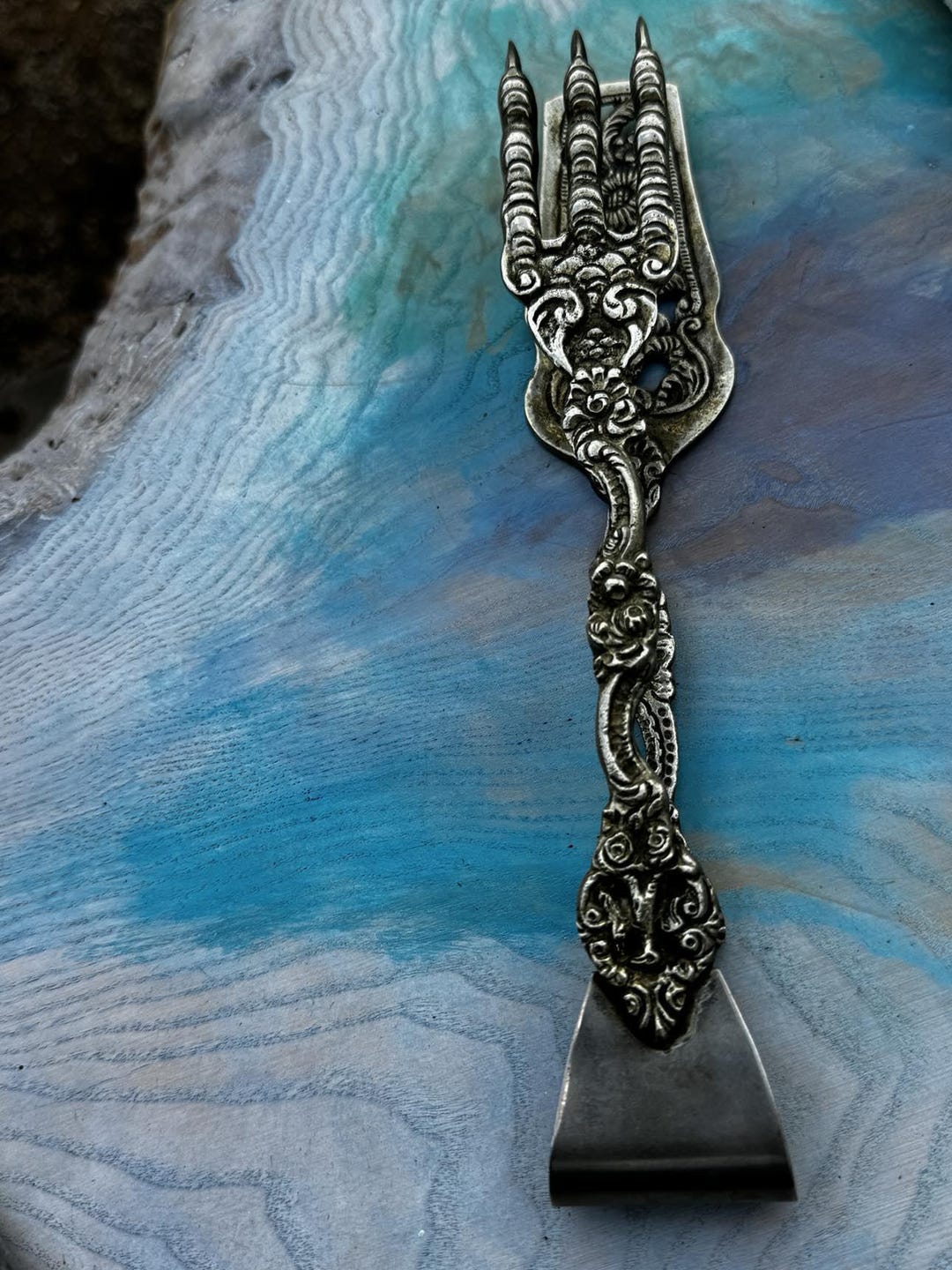 Table Art French Antique Dessert Cake Dessert Tongs Silver Bronze Eagle ...