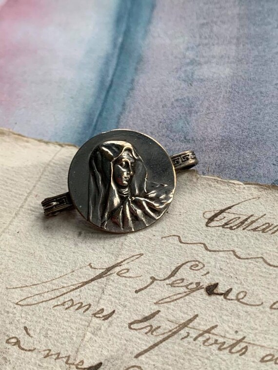 French Antique Gothic Art Nouveau Virgin Mary Religious Medal - Etsy