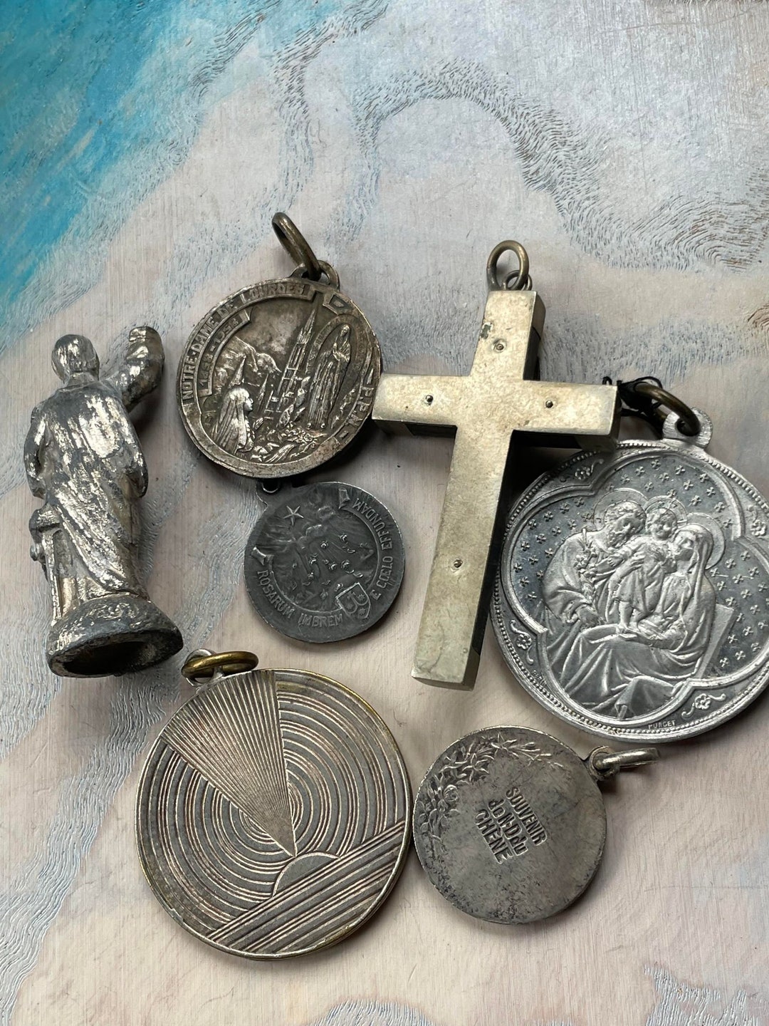 7pcs Rare Antique 19th Century Reliquary Bronze Medal Medieval ...