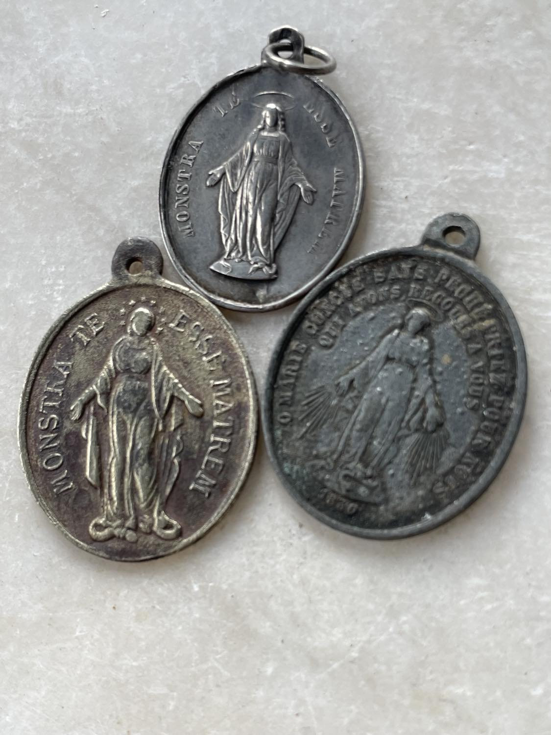 3 Large Medals French Antique 1910s Art Nouveau Sterling Silver Pendant ...