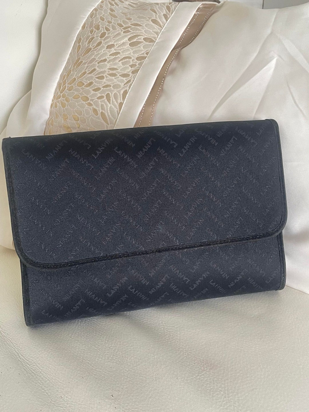 Vintage France Lanvin Bleu Fabric Hand Bag Purse Paris Shoulder Bag Sac ...