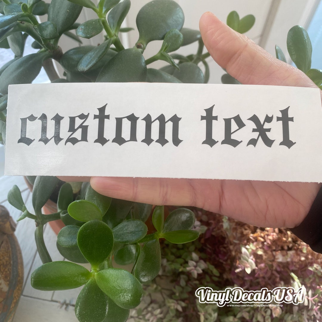 Custom Text in Old English Text Sticker | Your Text Sticker | Car ...