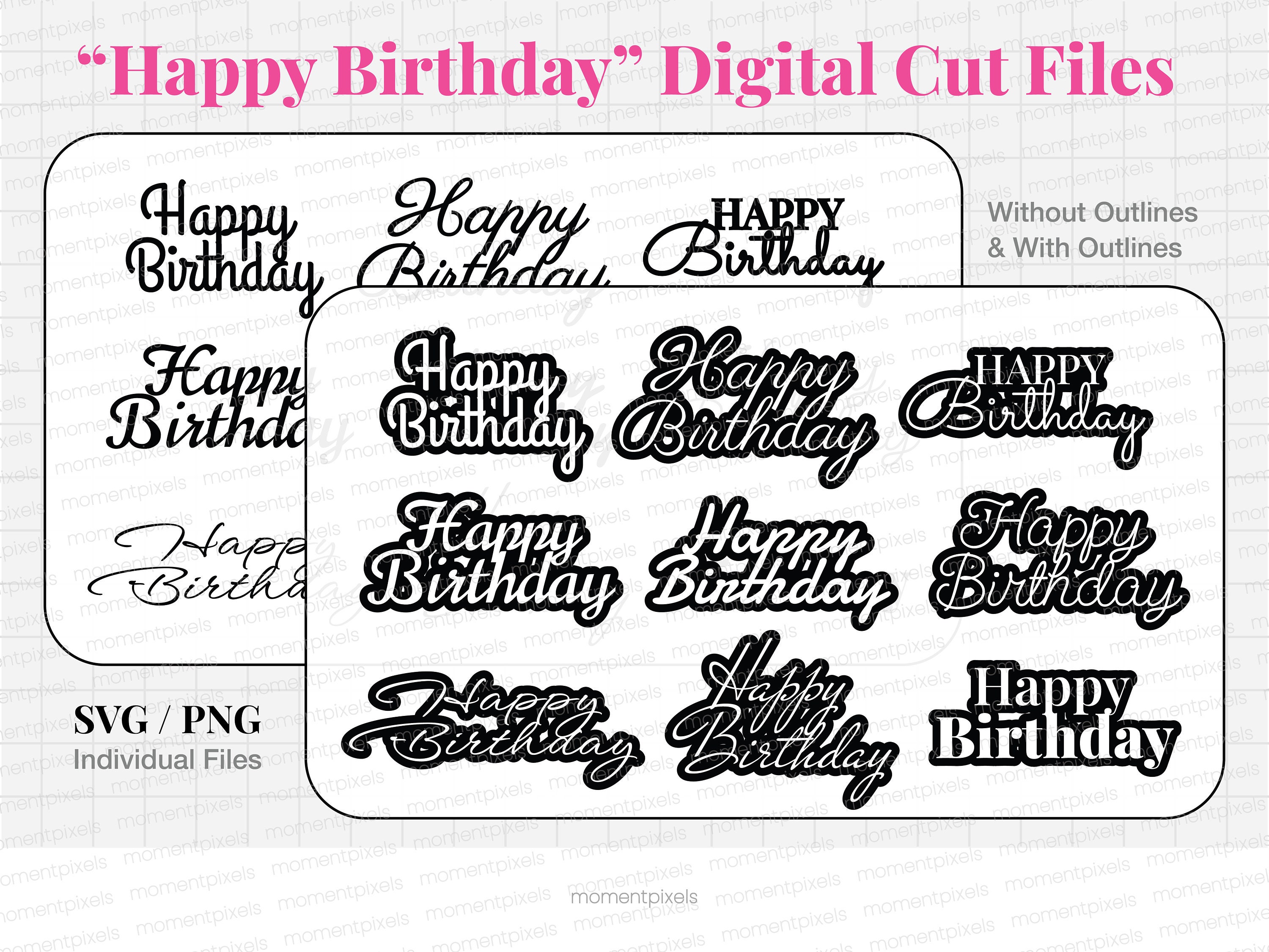 Happy Birthday Svg Bundle Happy Birthday Png Birthday Cake Svg Happy