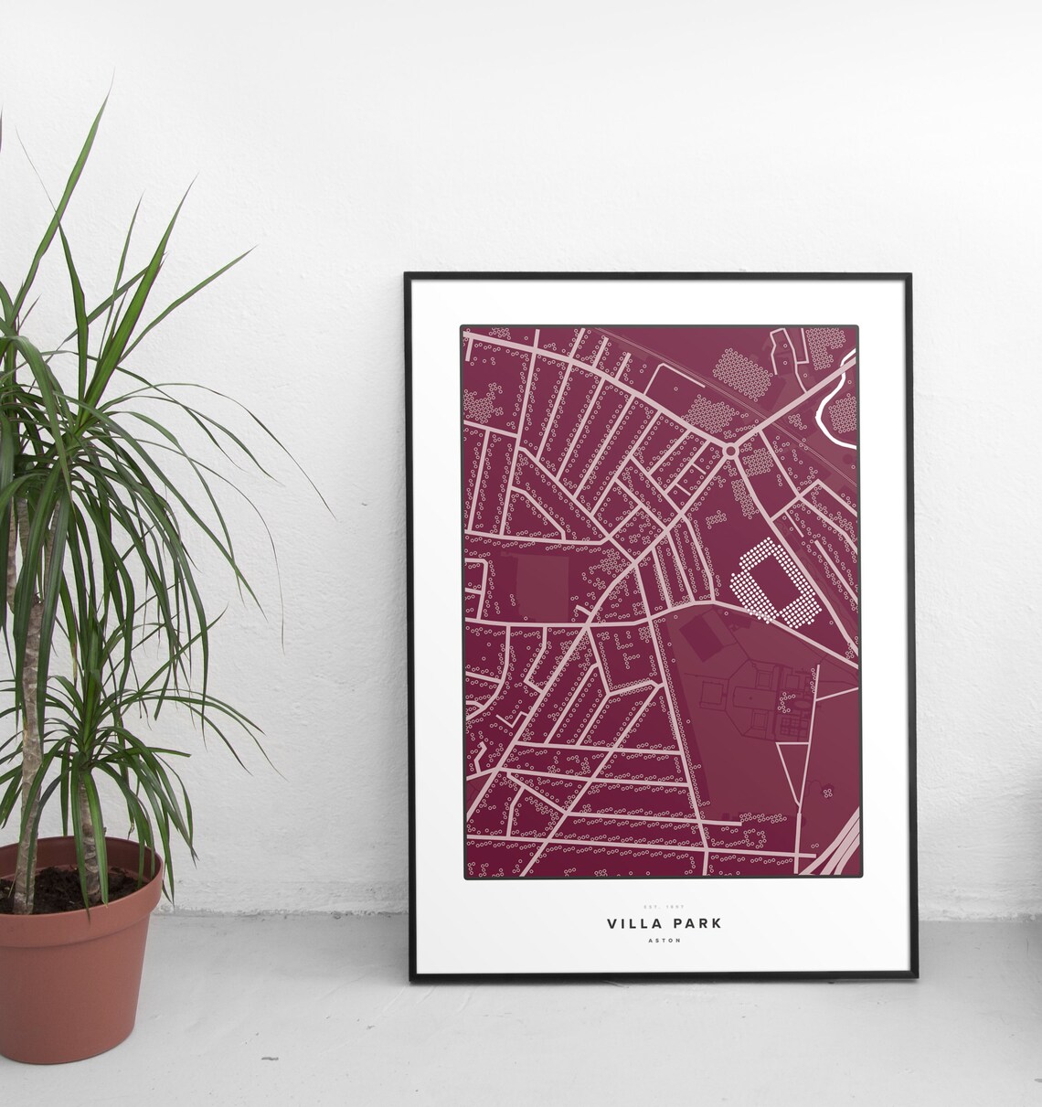 Villa Park Stadium Dotted Map - Aston Villa Football Poster/postcard - Etsy