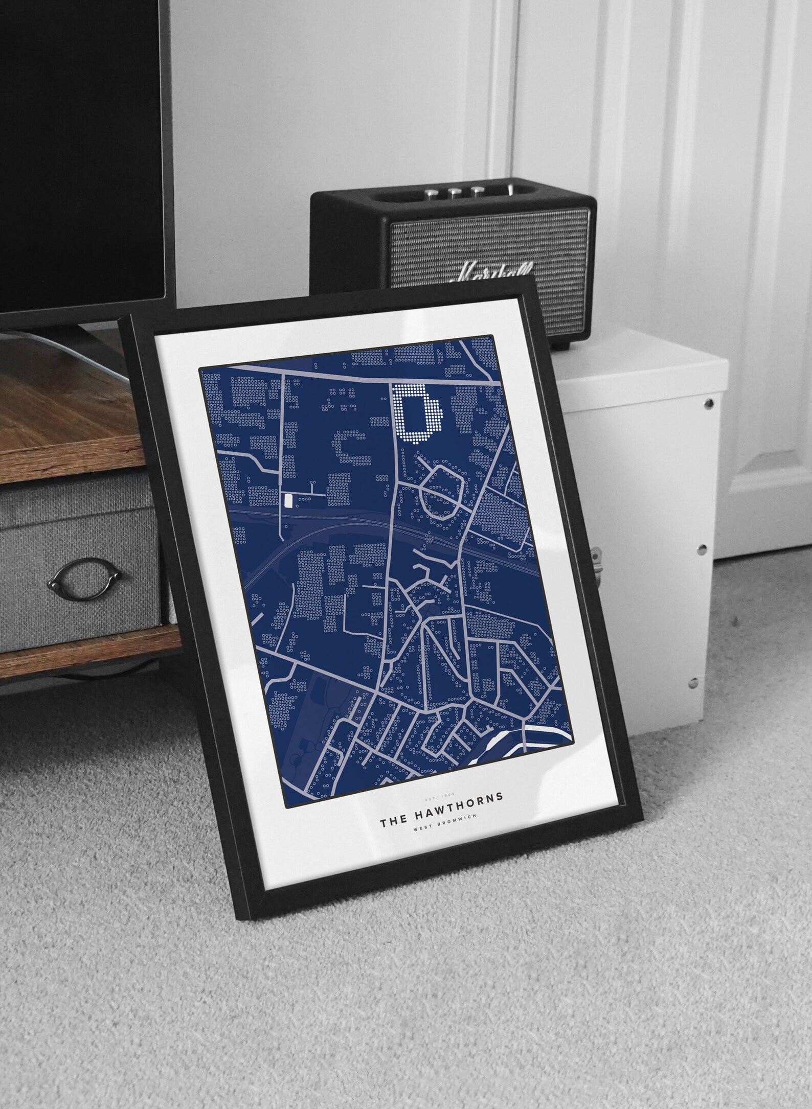 The Hawthorns Stadium Dotted Map - West Bromwich Albion Football Poster ...