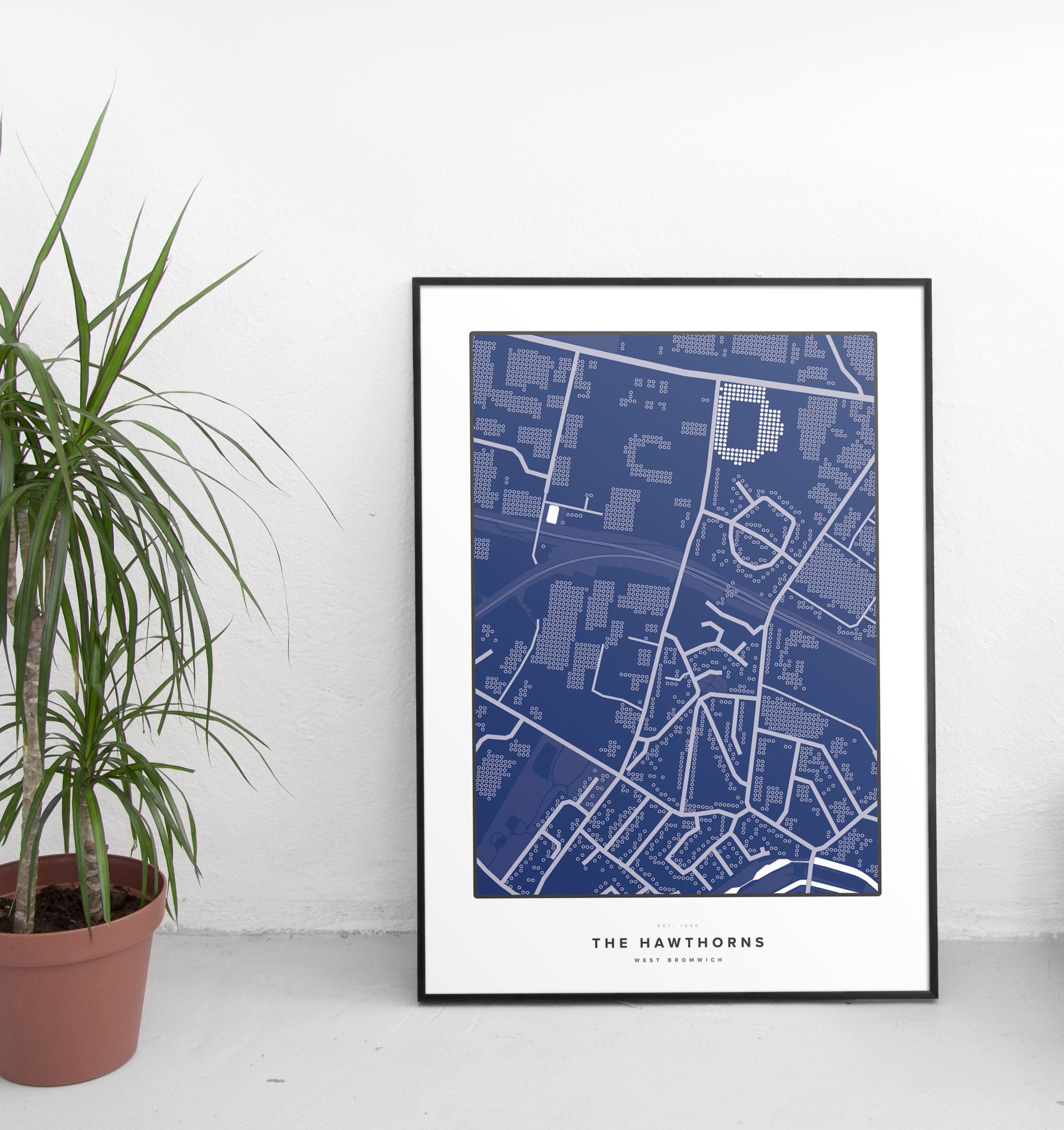 The Hawthorns Stadium Dotted Map - West Bromwich Albion Football Poster ...