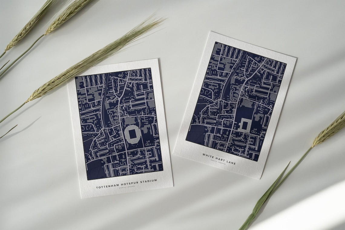 Tottenham Hotspur Stadium Dotted Map - Spurs Football Poster/postcard ...