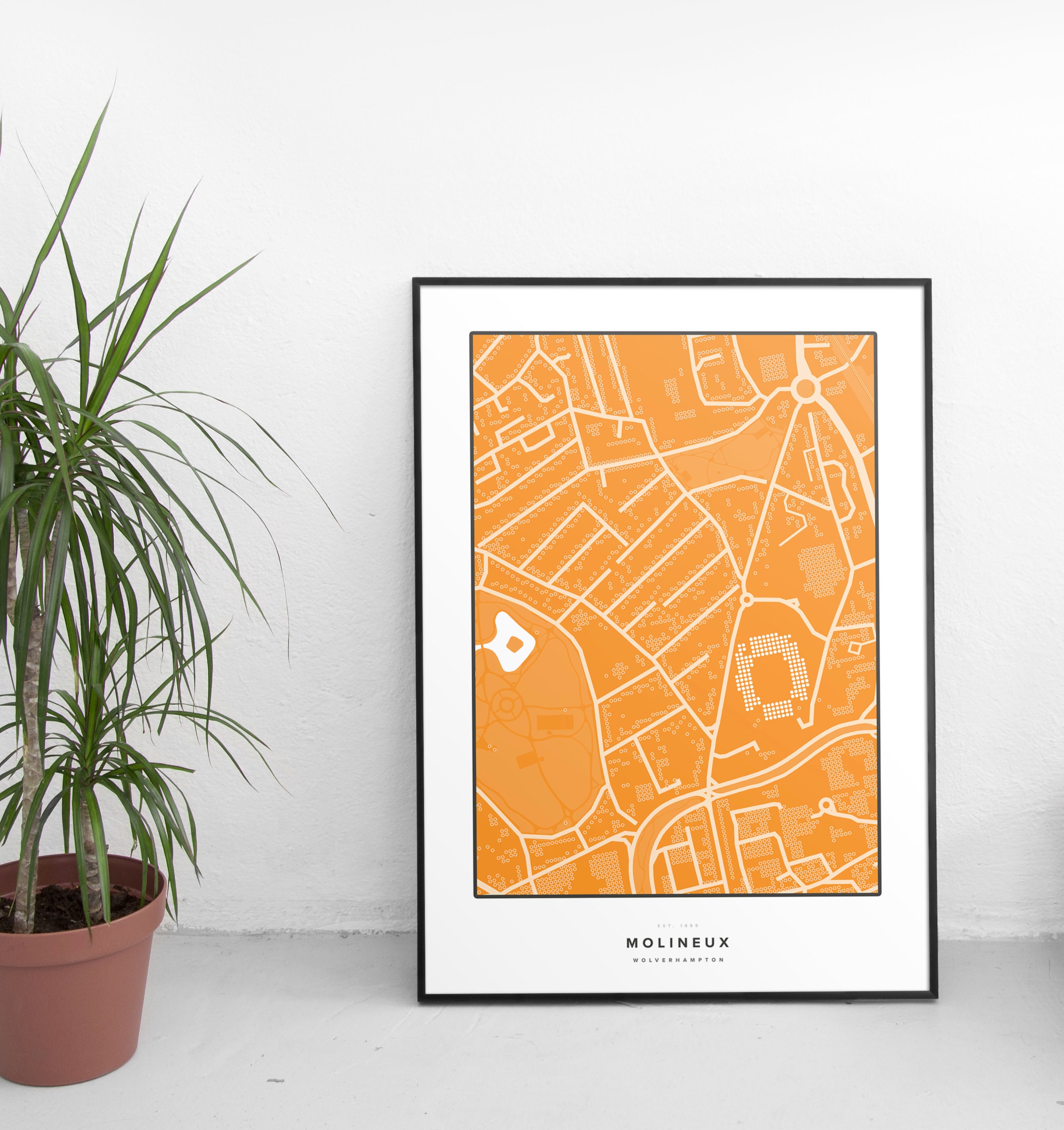 Molineux Stadium Dotted Map Wolverhampton Wanderers Football Poster ...