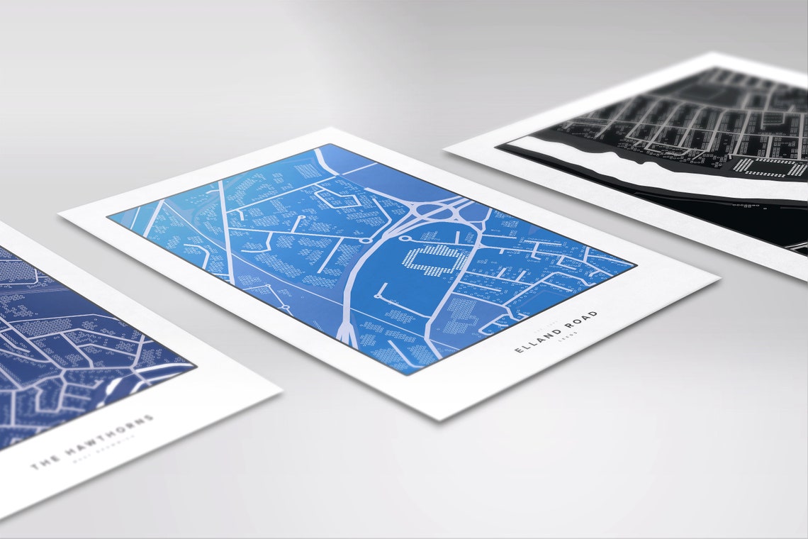 Elland Road Stadium Dotted Map - Leeds United Football Poster/postcard ...
