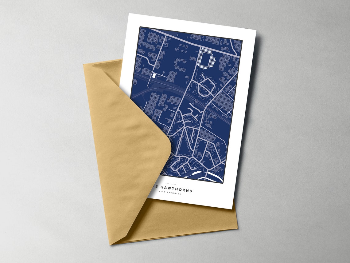 The Hawthorns Stadium Dotted Map - West Bromwich Albion Football Poster ...