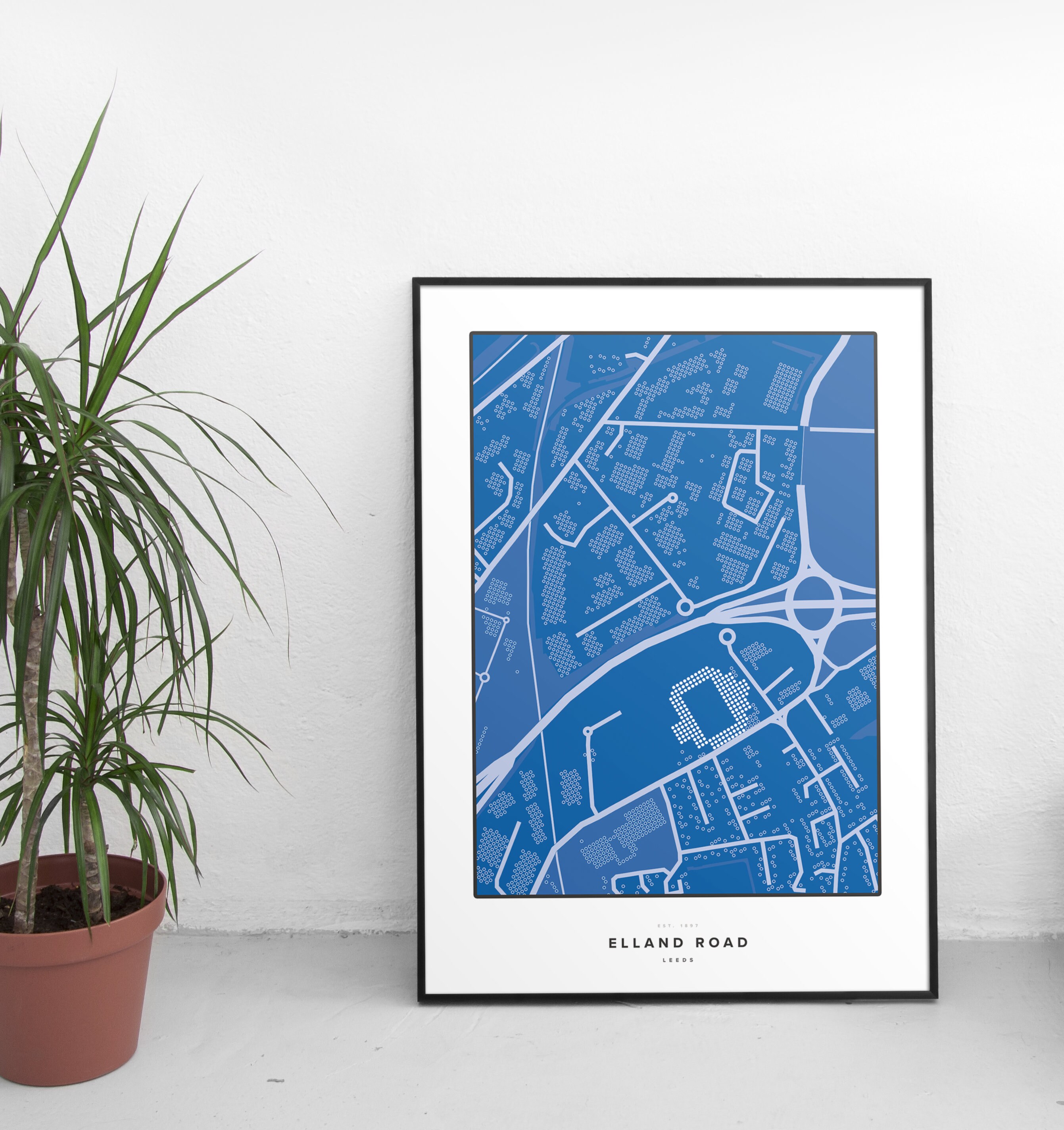 Elland Road Stadium Dotted Map - Leeds United Football Poster/postcard ...
