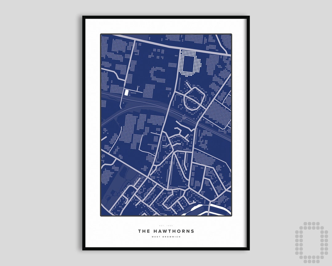 The Hawthorns Stadium Dotted Map West Bromwich Albion Football Poster ...