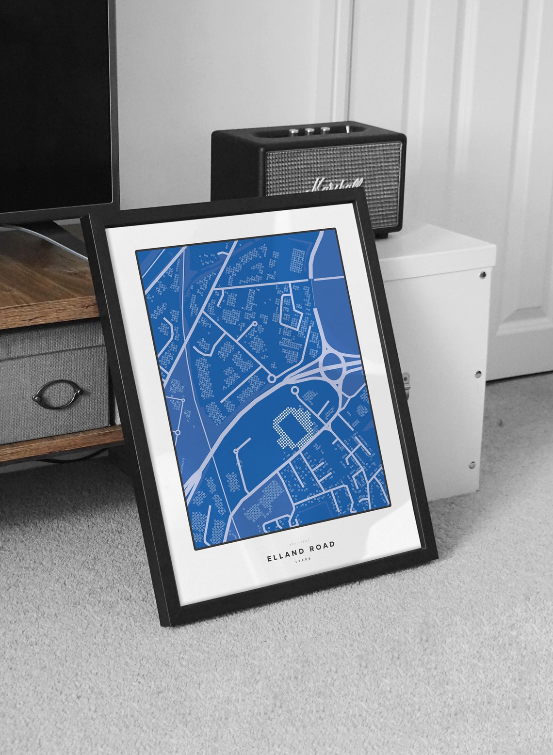 Elland Road Stadium Dotted Map - Leeds United Football Poster/postcard ...