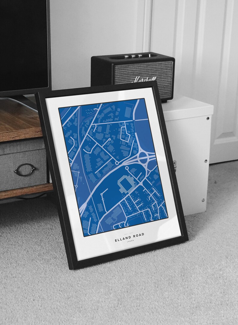 Elland Road Stadium Dotted Map - Leeds United Football Poster/postcard ...