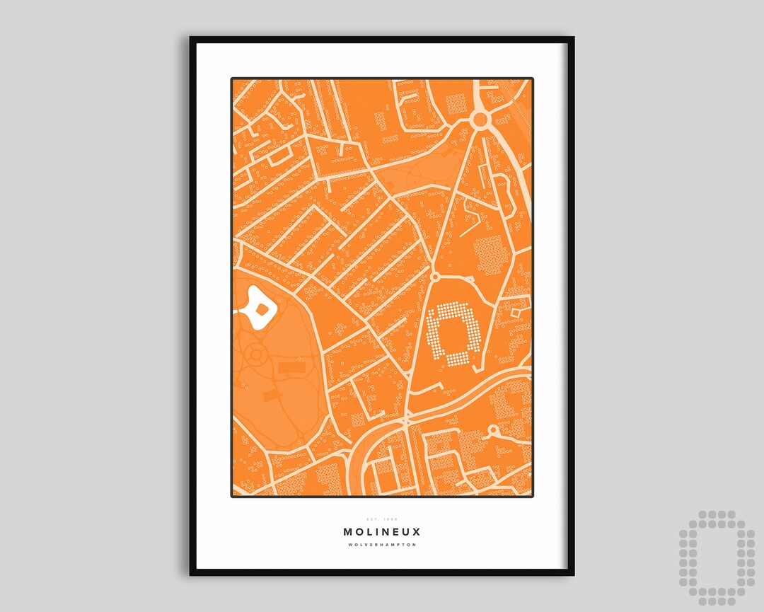 Molineux Stadium Dotted Map Wolverhampton Wanderers Football Poster ...
