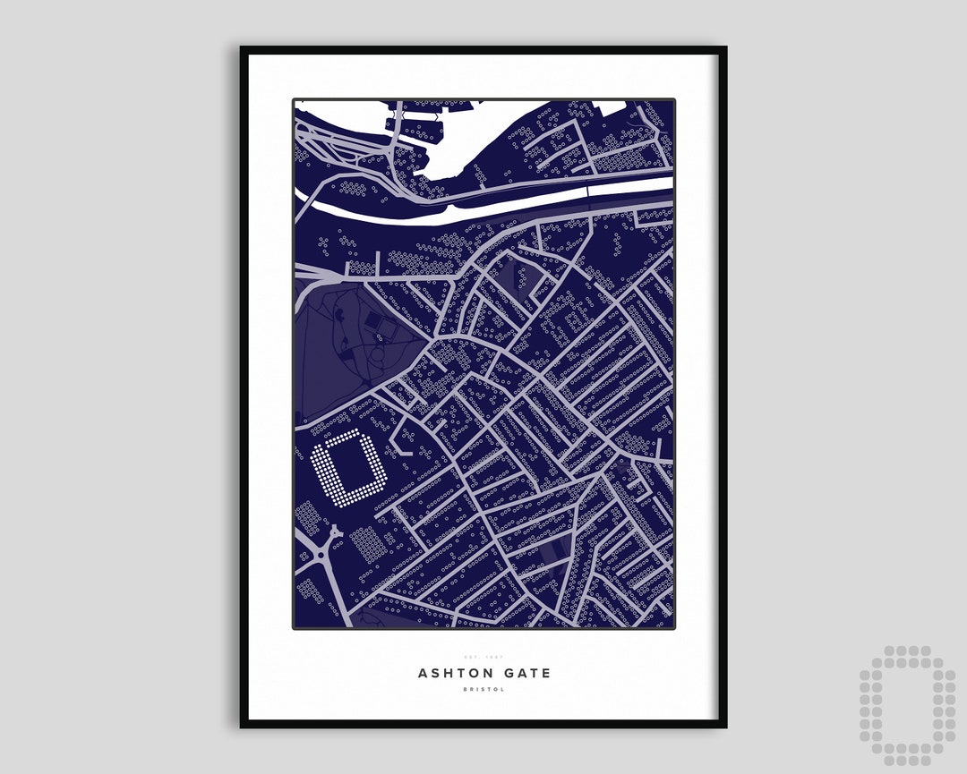 Ashton Gate Stadium Dotted Map Bristol Bears Rugby Poster/postcard ...