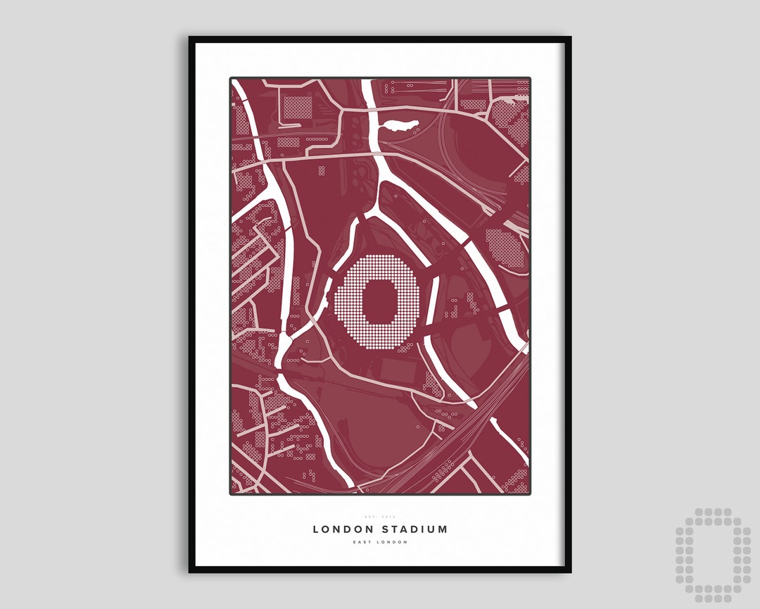London Stadium Dotted Map West Ham Football Poster/postcard - Etsy