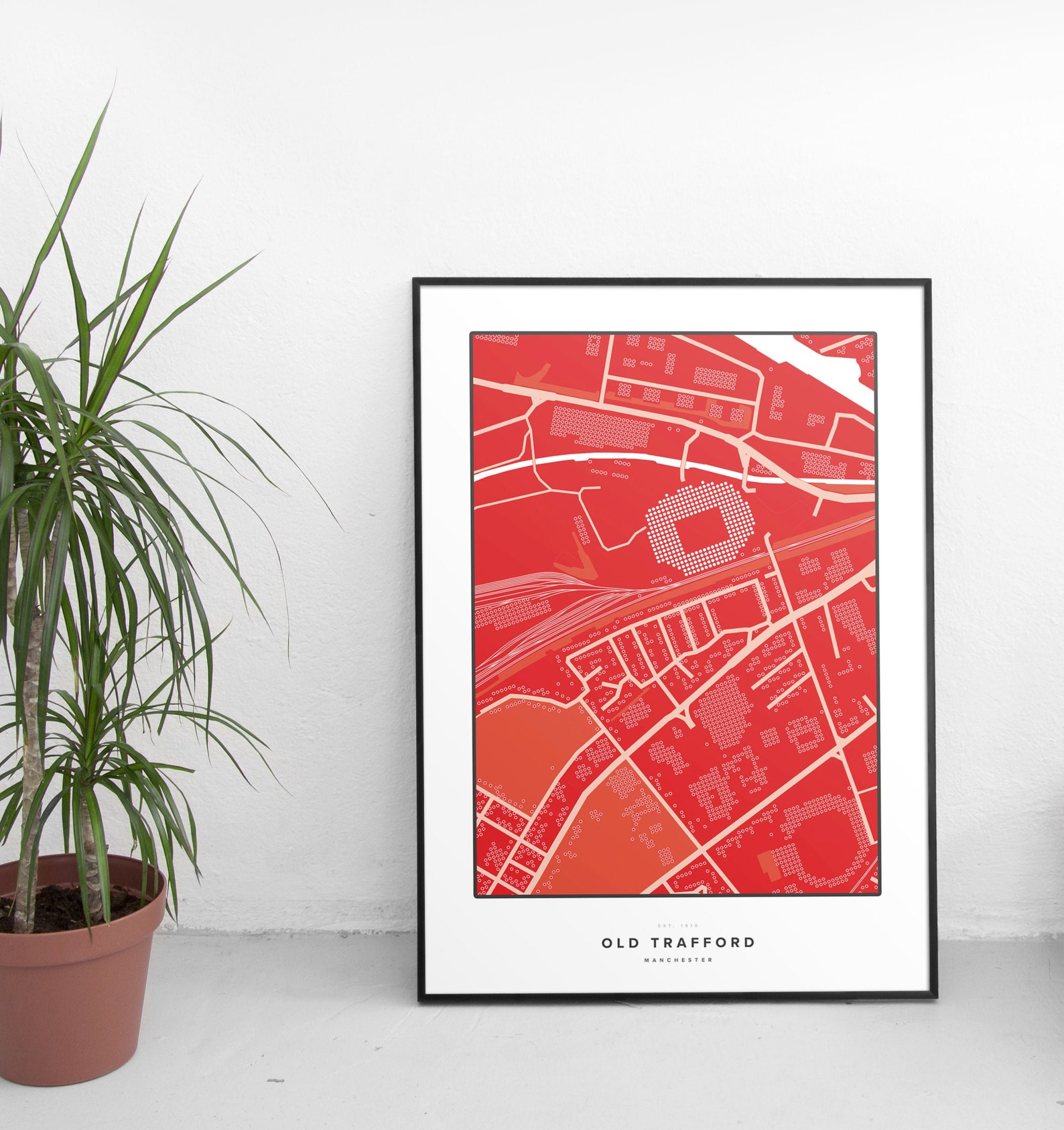 Old Trafford Stadium Dotted Map Manchester United Football - Etsy UK