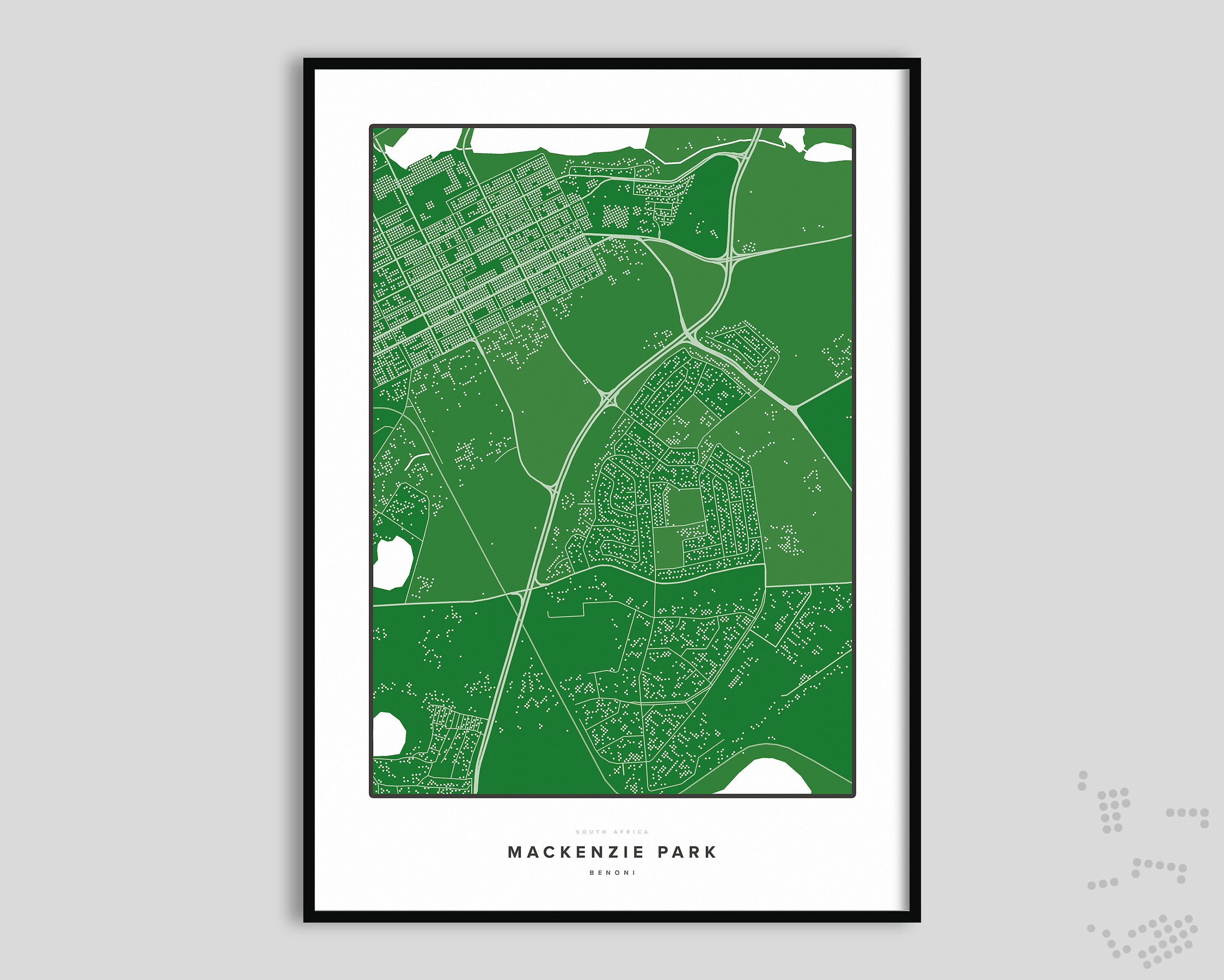 Mackenzie Park Benoni Dotted Map South Africa A3 Poster - Etsy