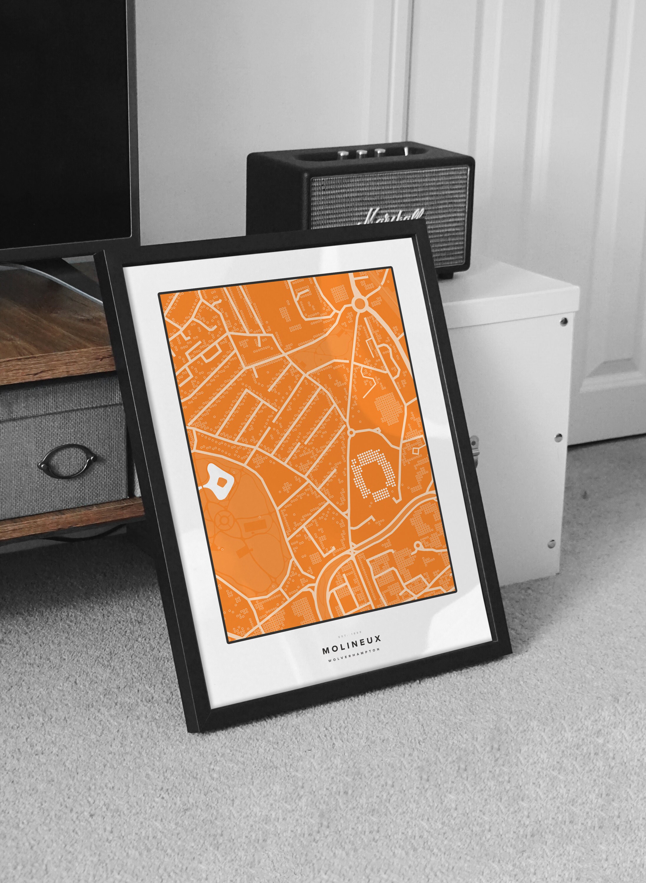 Molineux Stadium Dotted Map Wolverhampton Wanderers Football Poster ...