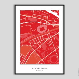 Old Trafford Stadium Dotted Map Manchester United Football - Etsy UK
