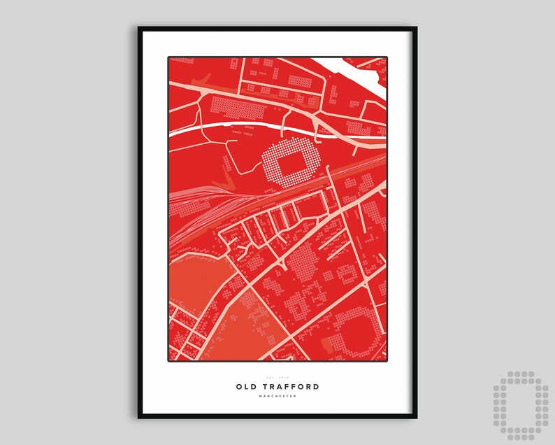 Old Trafford Stadium Dotted Map Manchester United Football - Etsy UK