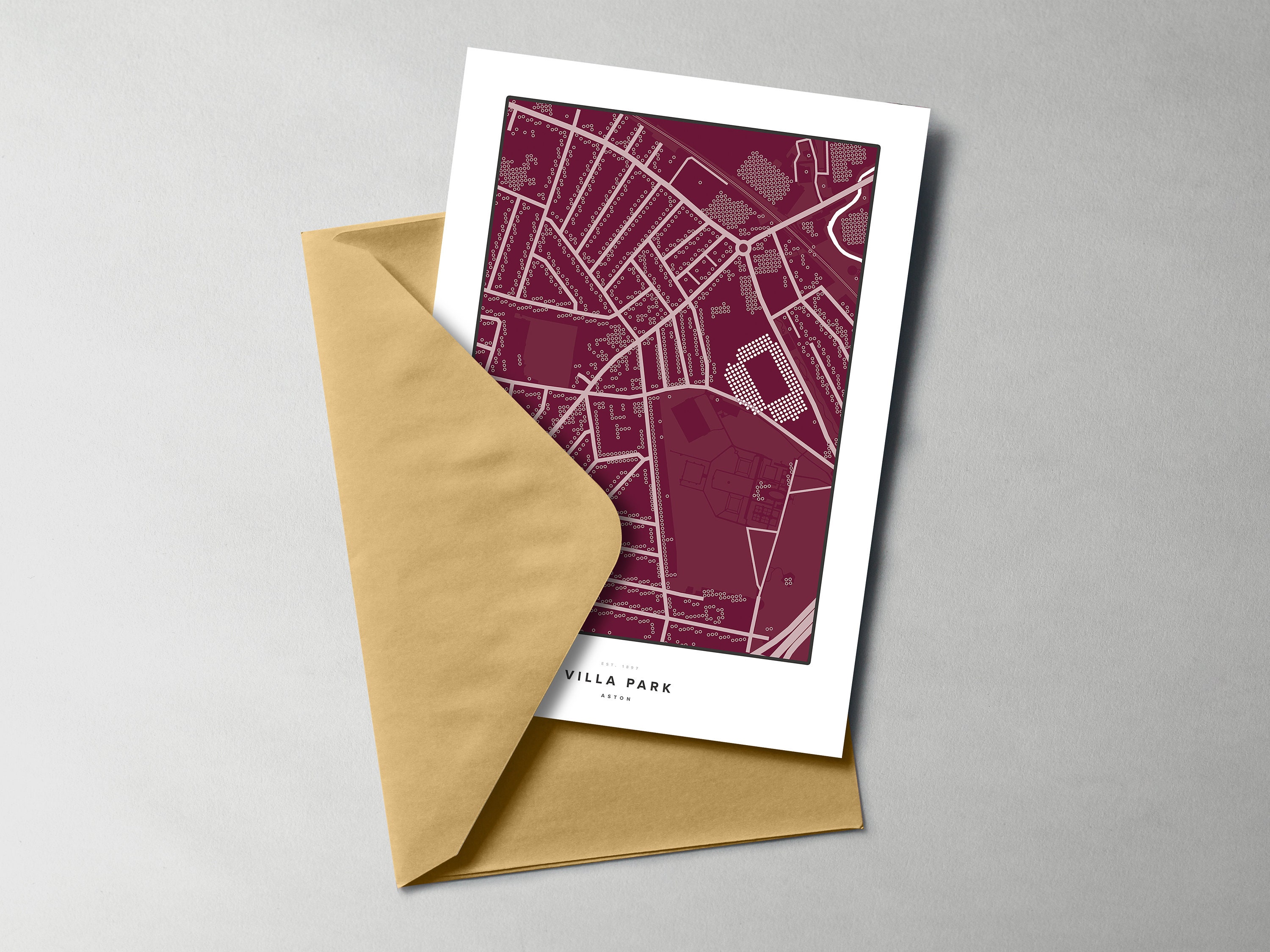 Villa Park Stadium Dotted Map - Aston Villa Football Poster/postcard - Etsy