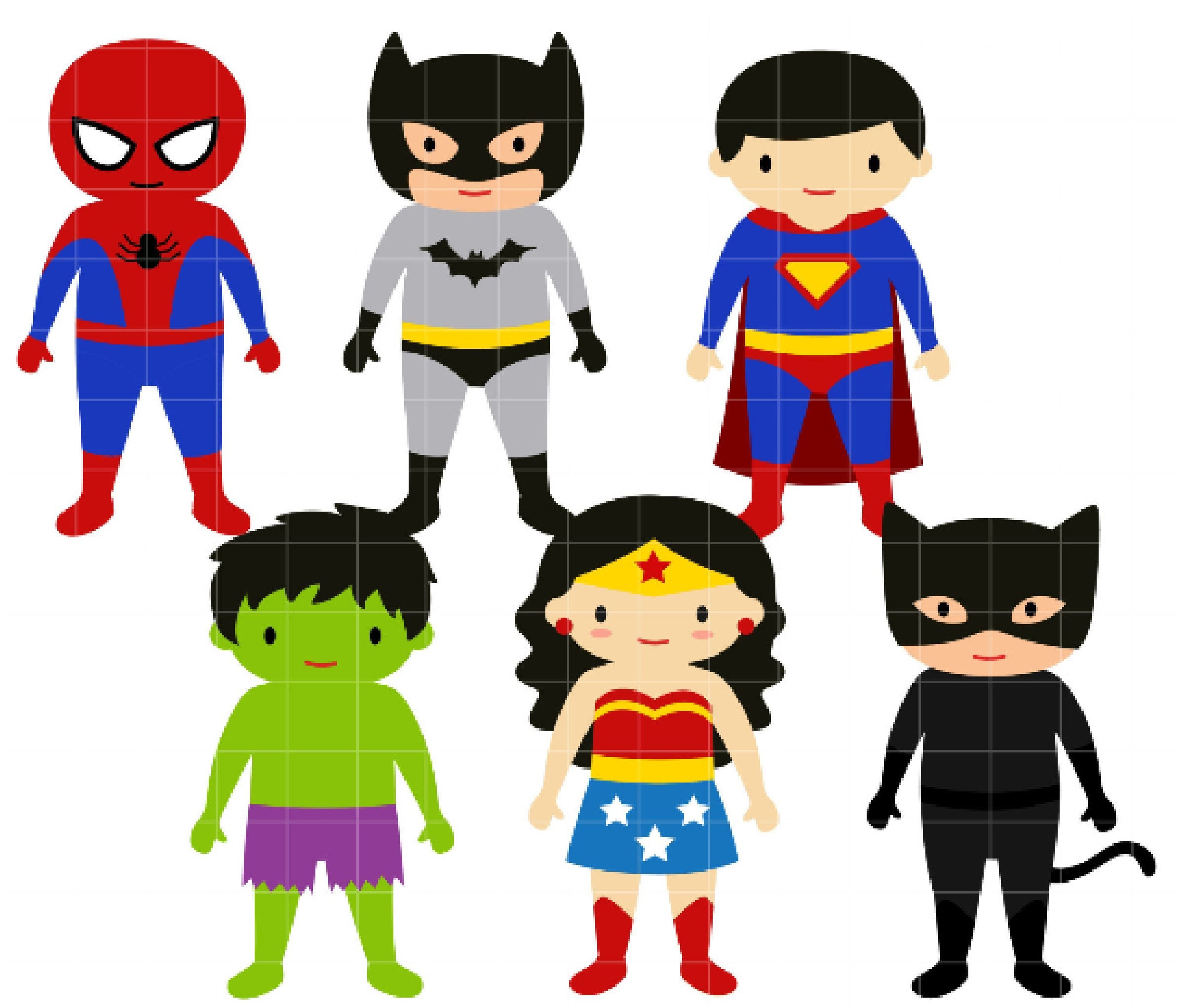 Superheroes, Clipart, Digital Image - Etsy