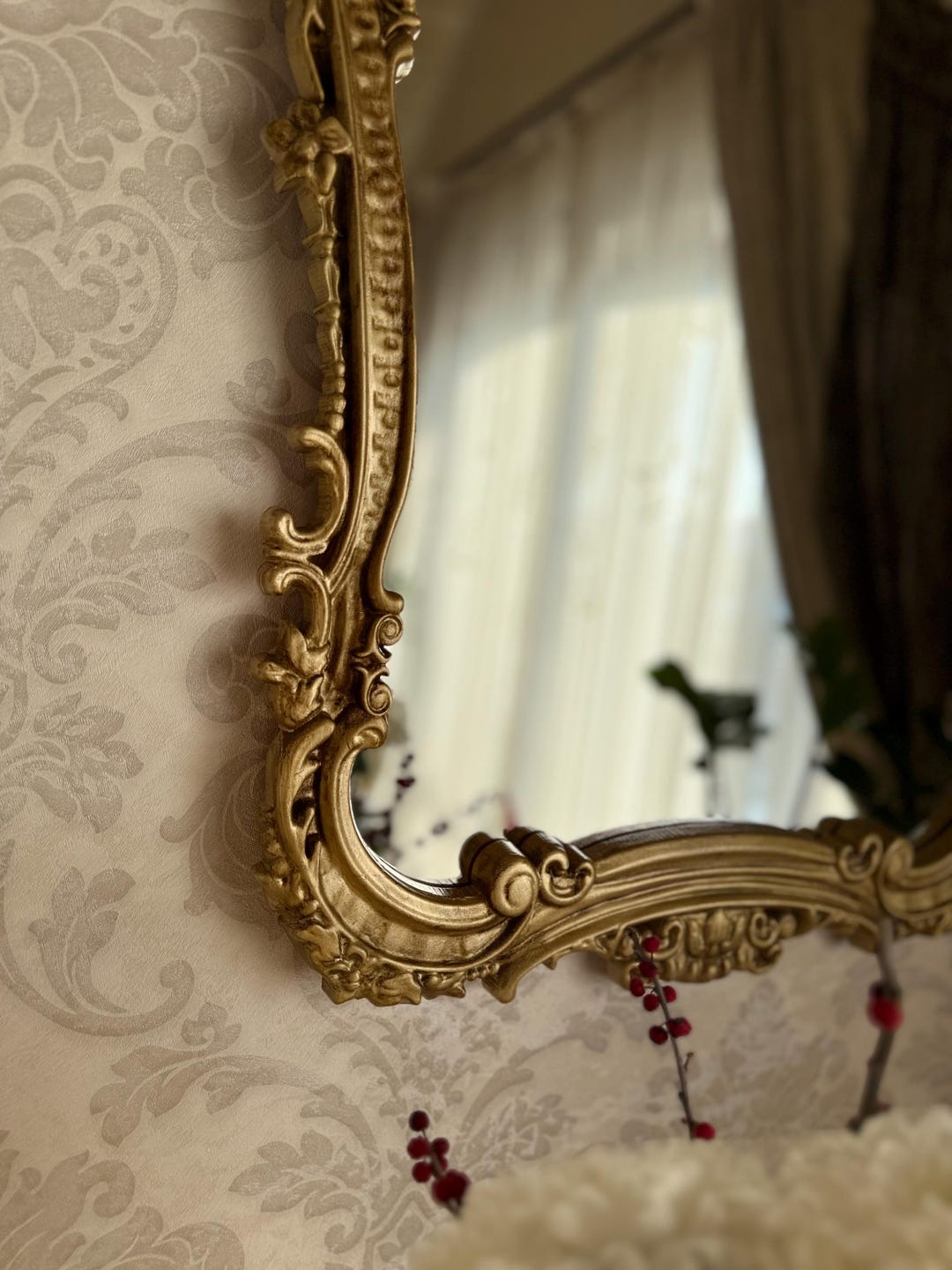 Baroque Antique Gold Mirror – Elegant Ornate Wall Mirror, Vintage Style ...