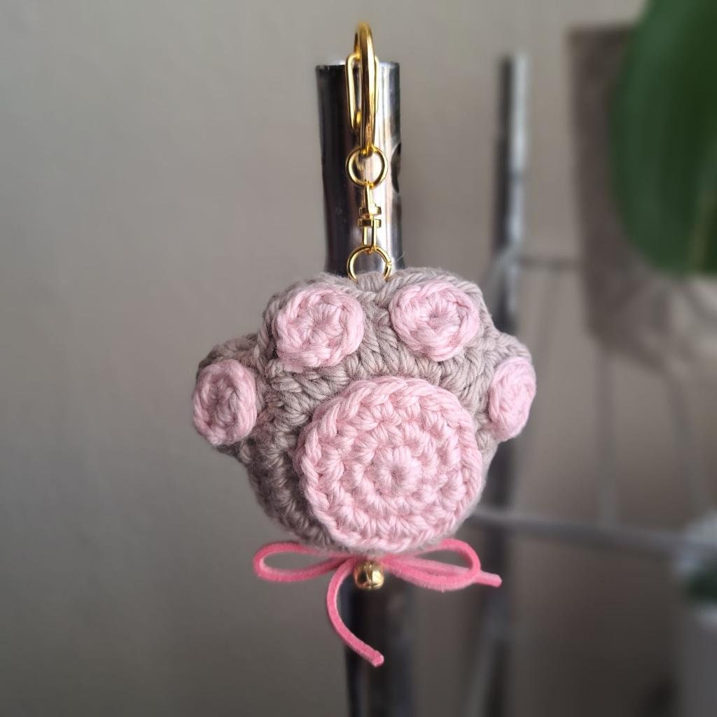 Crocheted Cat Paws Keychain - Etsy