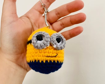 Handmade Crochet Minions Keychain, Cute Minion Purse Decor, Amigurumi ...
