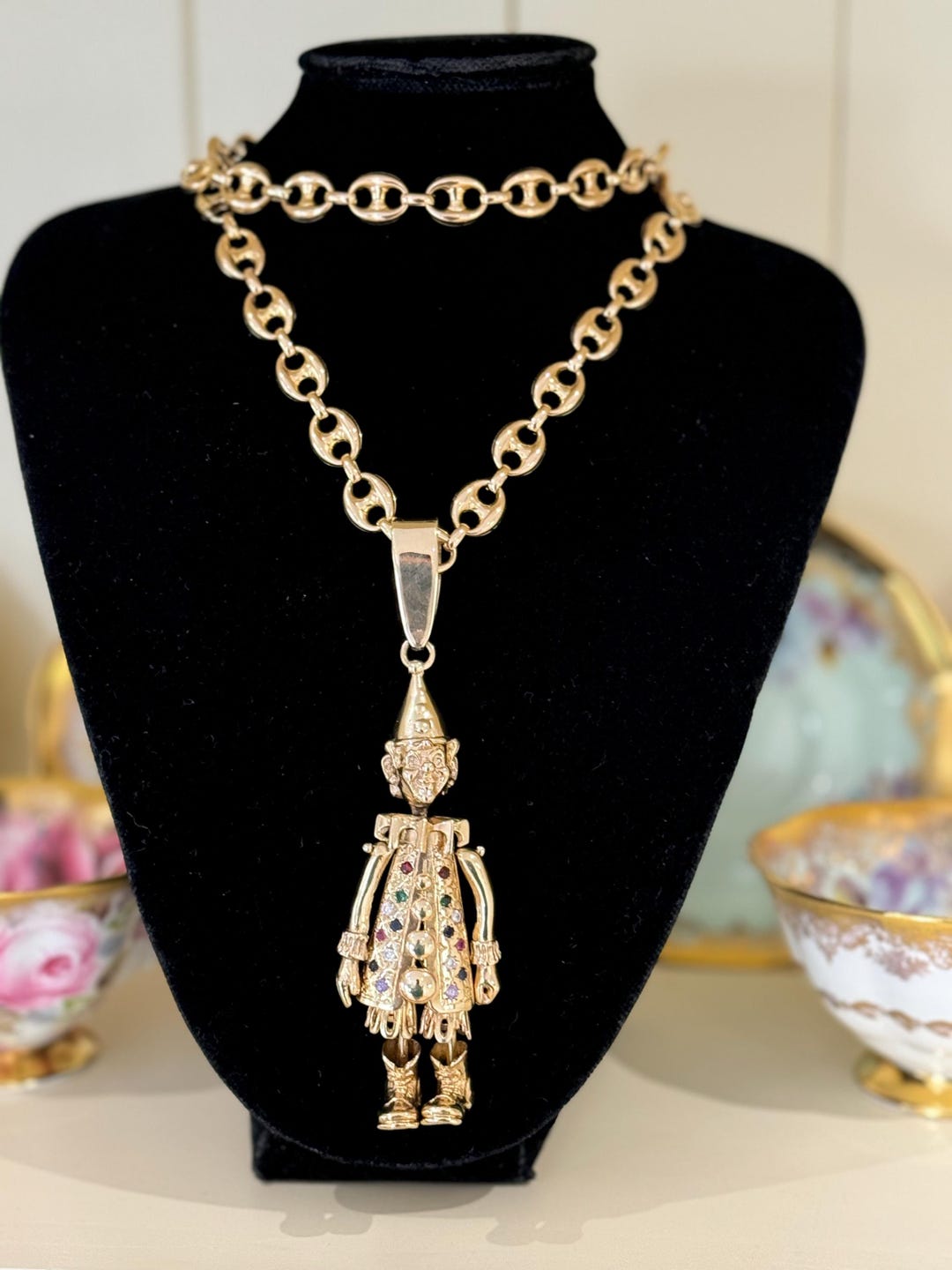 Rare Large 9ct Gold Clown Pendant Necklace - Etsy