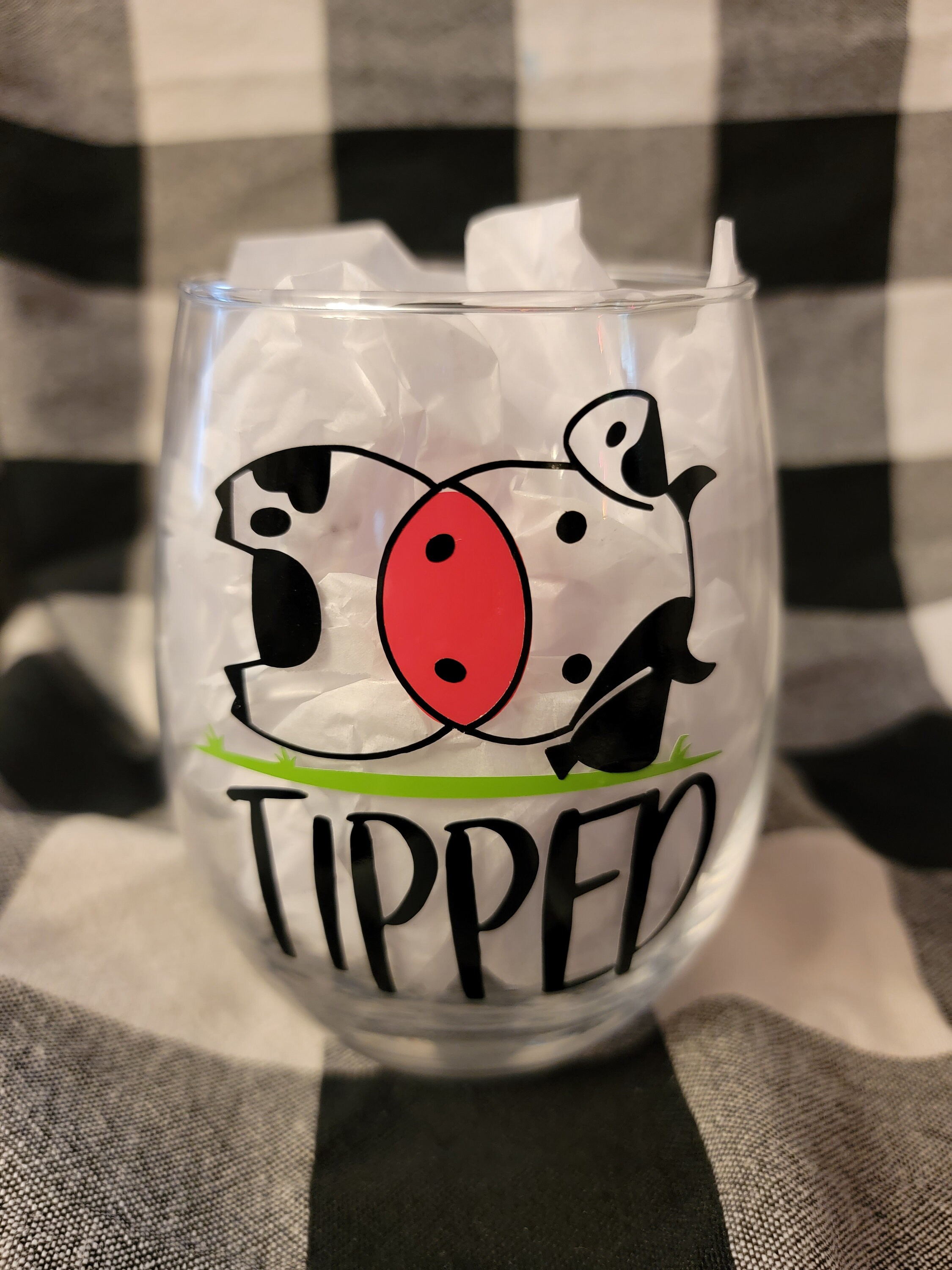 Tipsy Tipped Cow Glass - Etsy