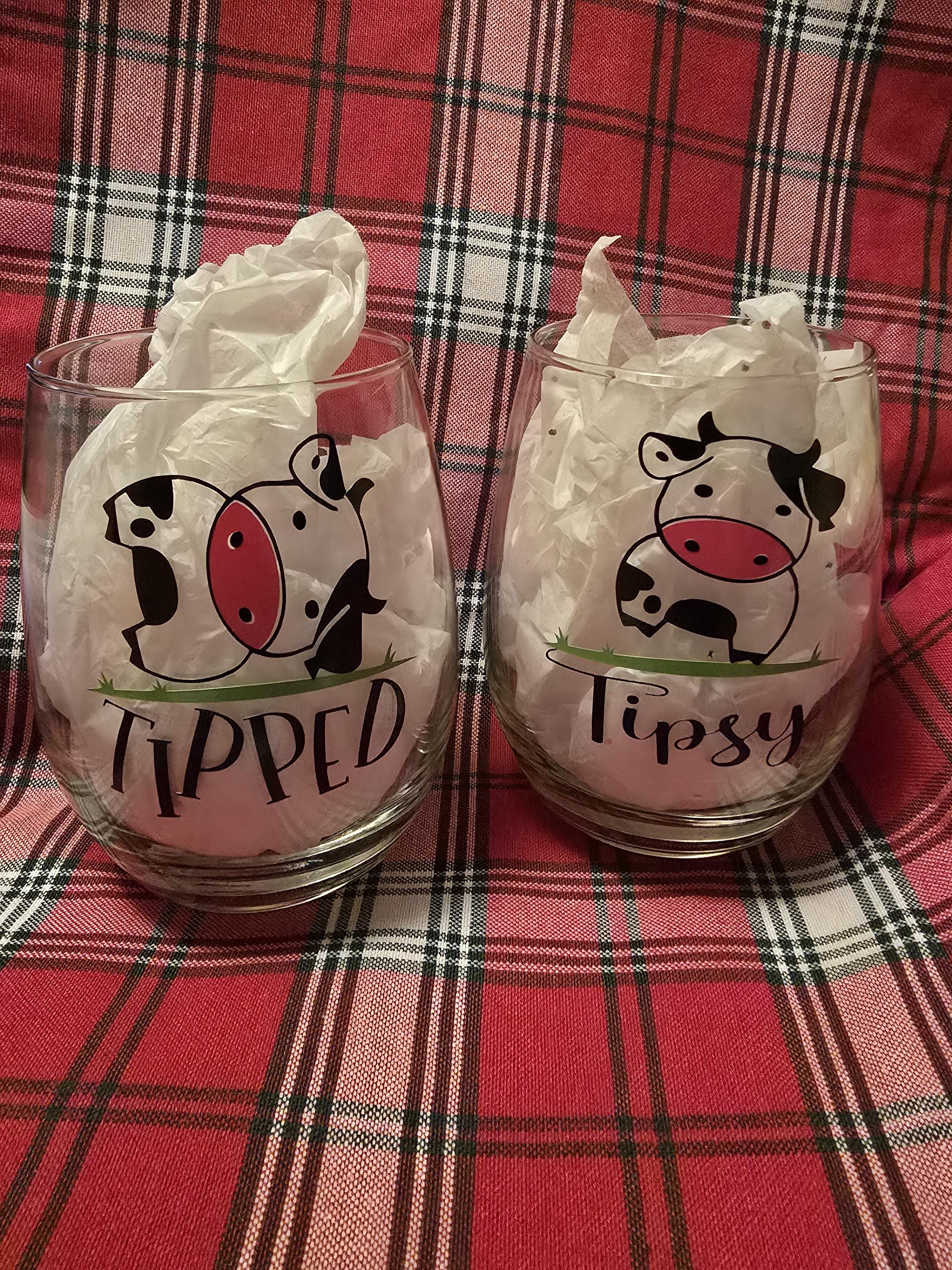 Tipsy, Tipped Cow Glass Set-cows-wine-funny-farmer-farm-glasses-cow ...