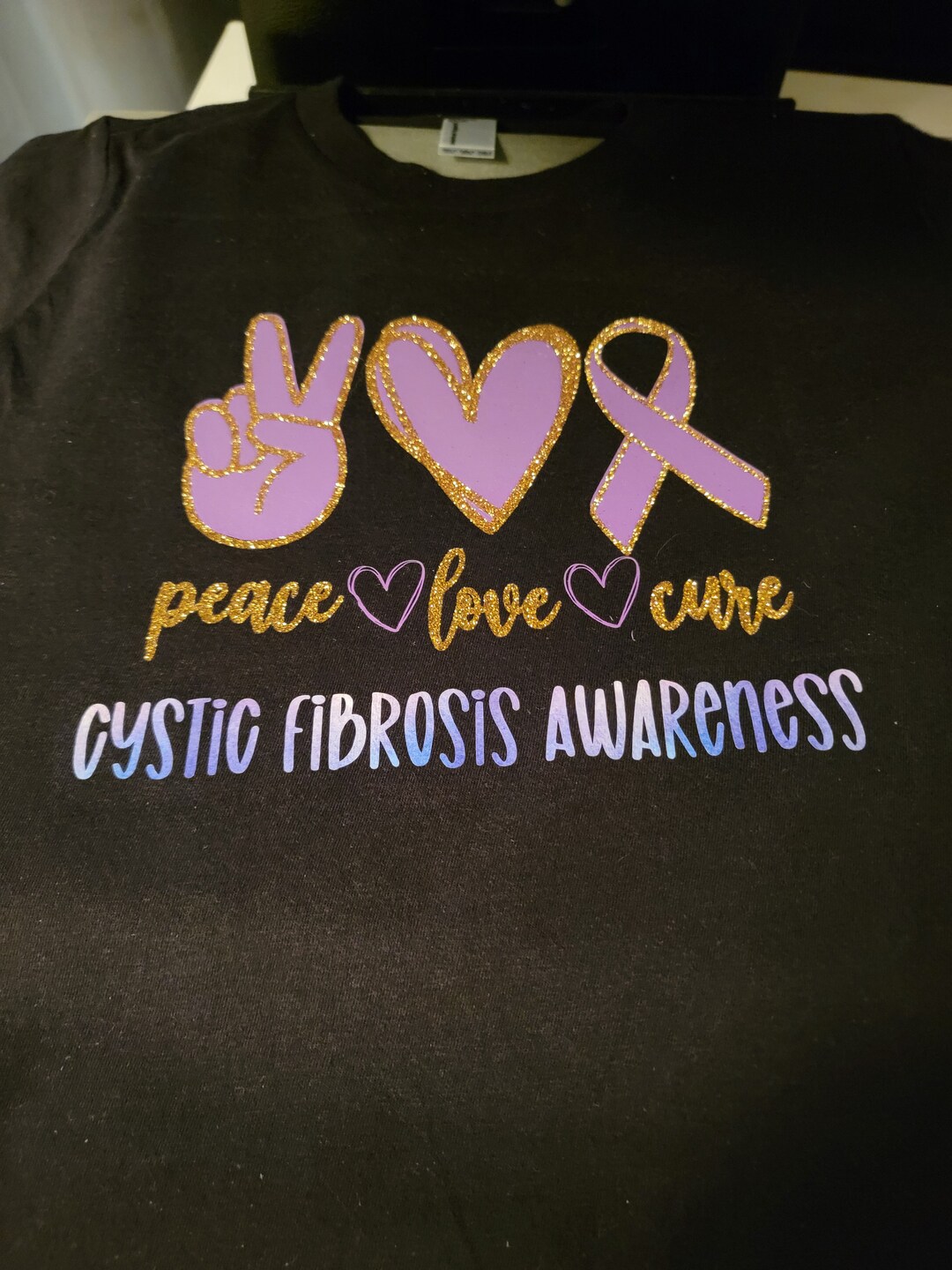 Peace Love Cure-cystic Fibrosis-cf-awareness-tshirt-65 Roses-purple ...