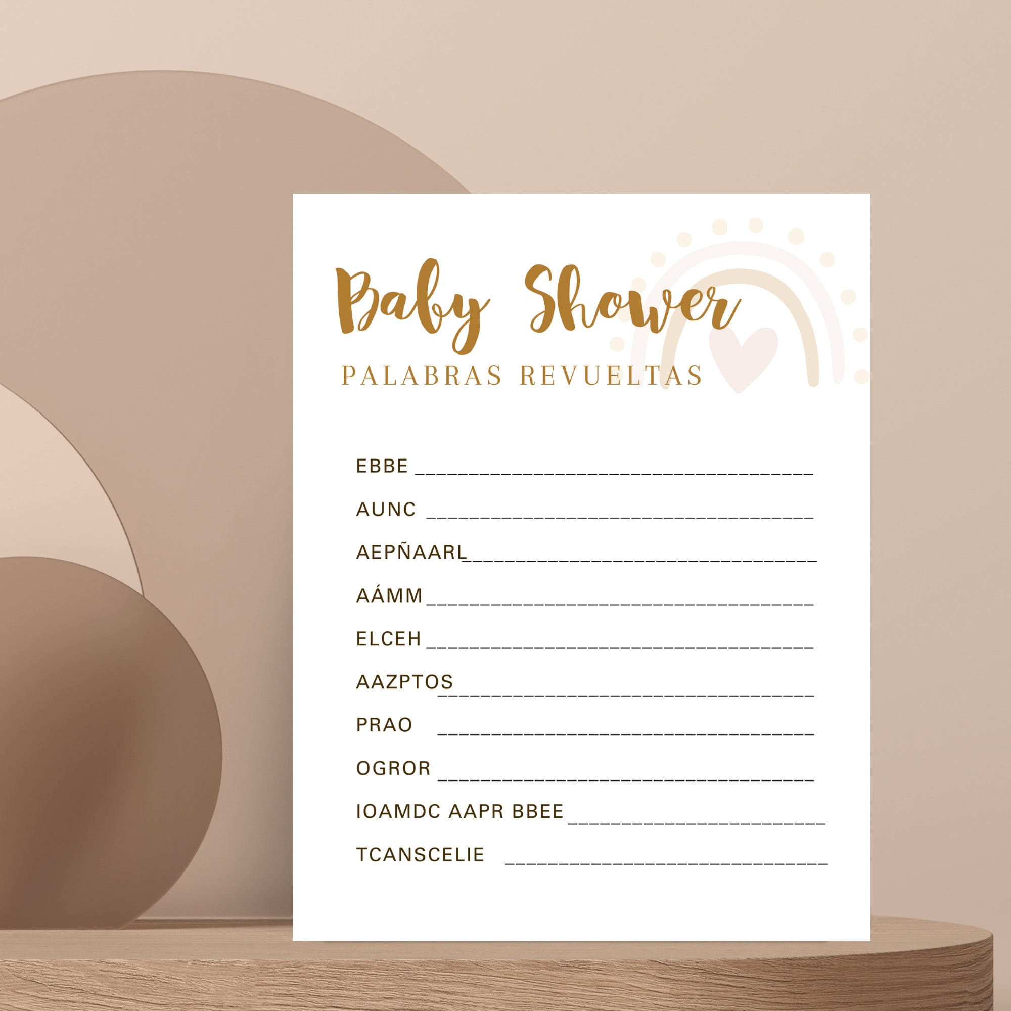 Spanish Baby Shower Game - Word Scramble - Juego De Palabras Para Baby ...