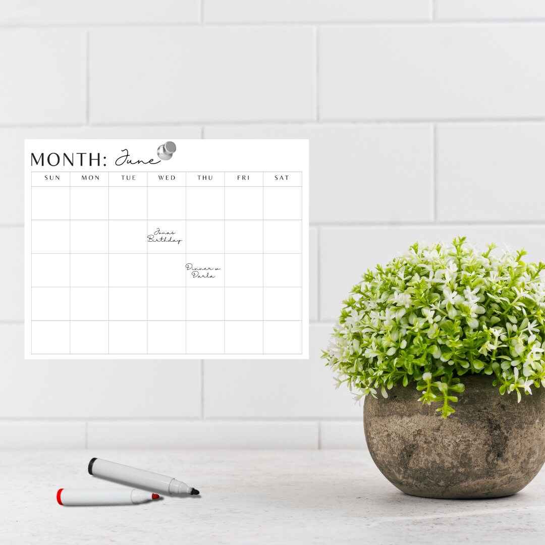 Blank Calendar - DIGITAL FILE - Etsy