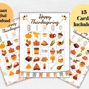 Thanksgiving BINGO, Thanksgiving Game, Printable Thanksgiving Game ...
