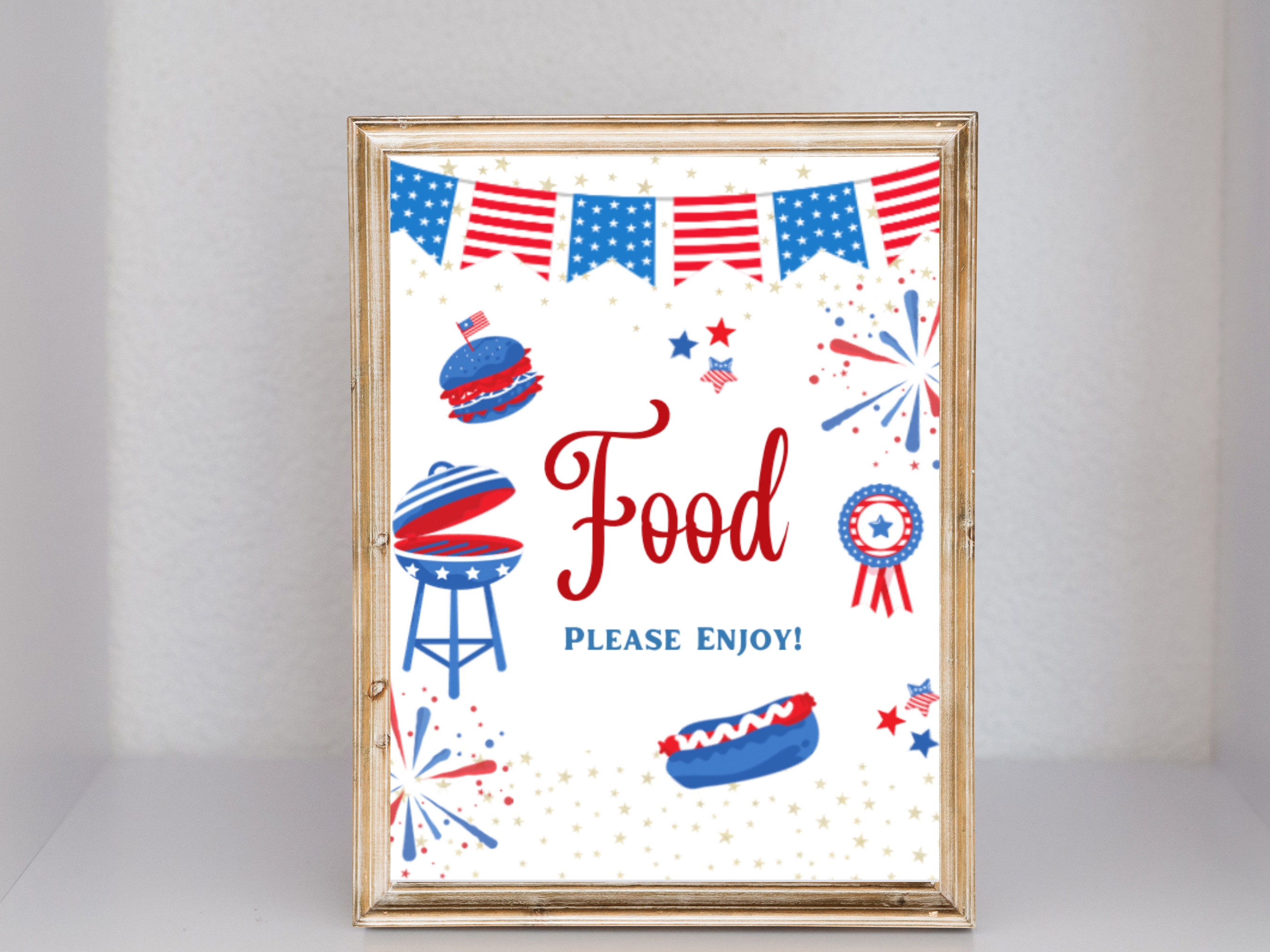 4th of July Sign, 4th of July Party Sign, Food Table Sign, Printable ...