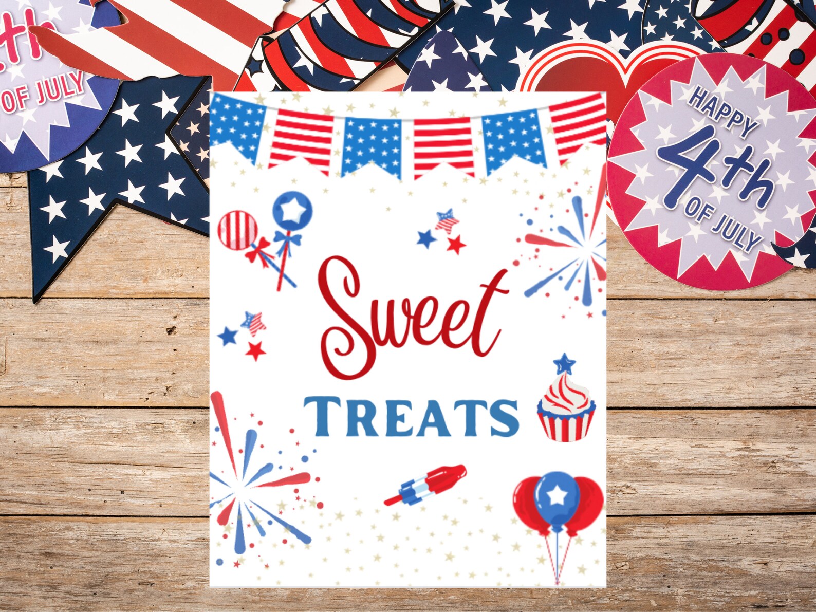 4th of July Sign, 4th of July Party Sign, Sweet Treats Sign, Printable ...