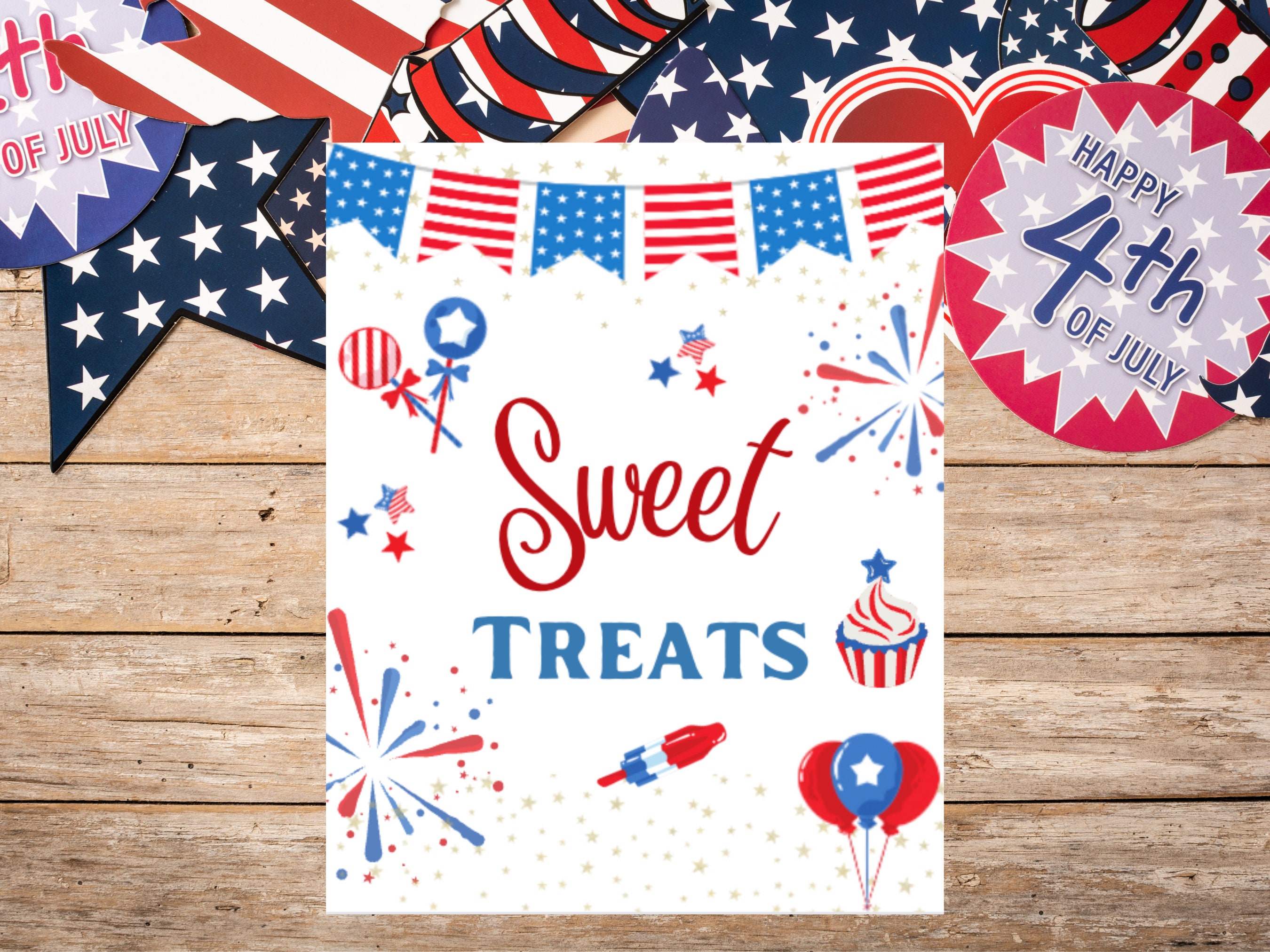 4th of July Sign, 4th of July Party Sign, Sweet Treats Sign, Printable ...