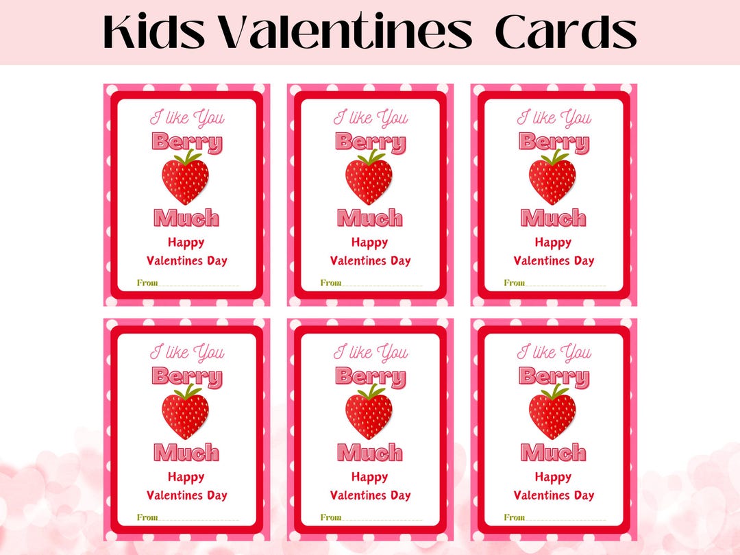 Printable Berry Sweet Valentine Cards, Classroom Valentines Day Cards ...