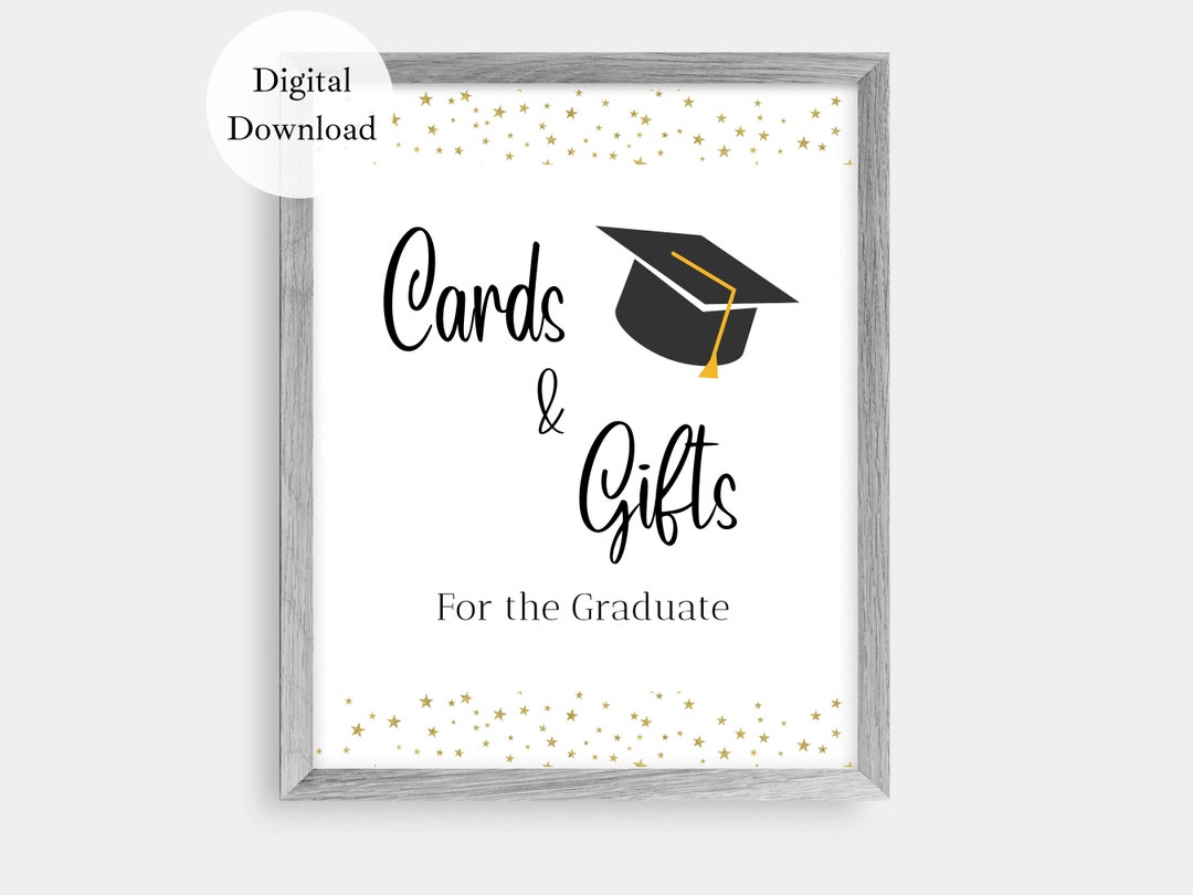 Graduation Sign, Graduation Party Sign, Cards and Gifts Sign, Printable ...