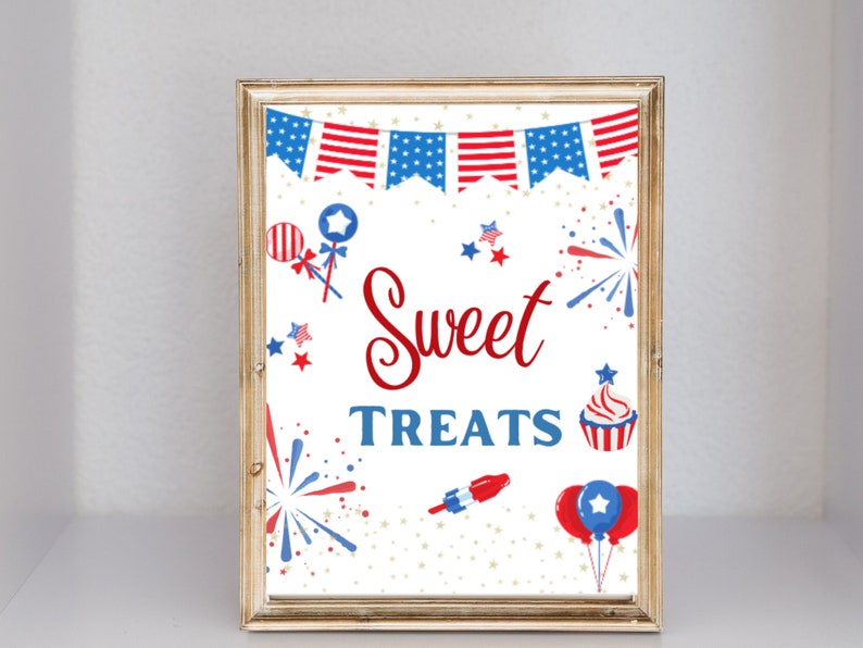 4th of July Sign, 4th of July Party Sign, Sweet Treats Sign, Printable ...